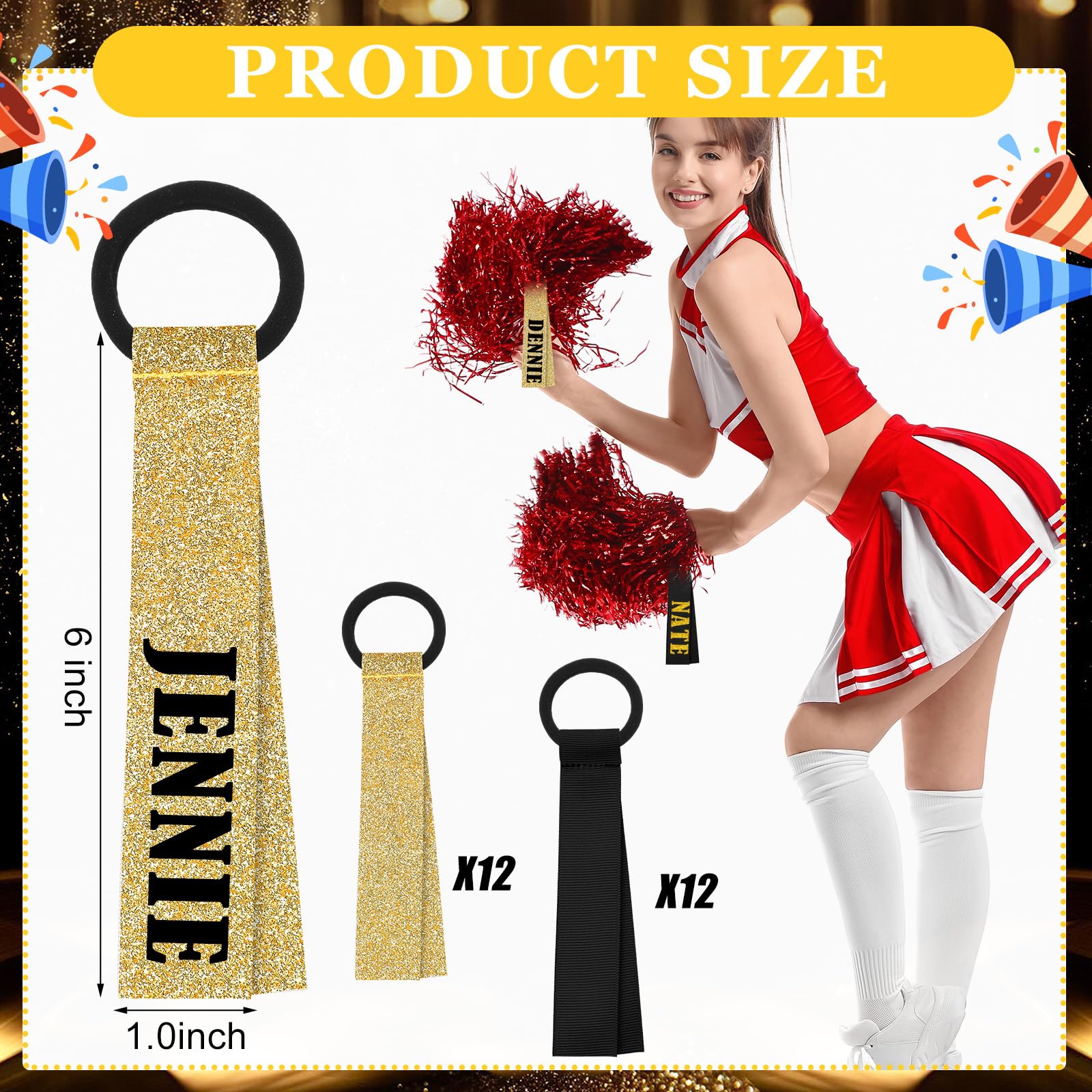 Snapklik.com : Rotatingpals 24 Pcs Cheerleader Pom Poms Tag Gear Tags ...