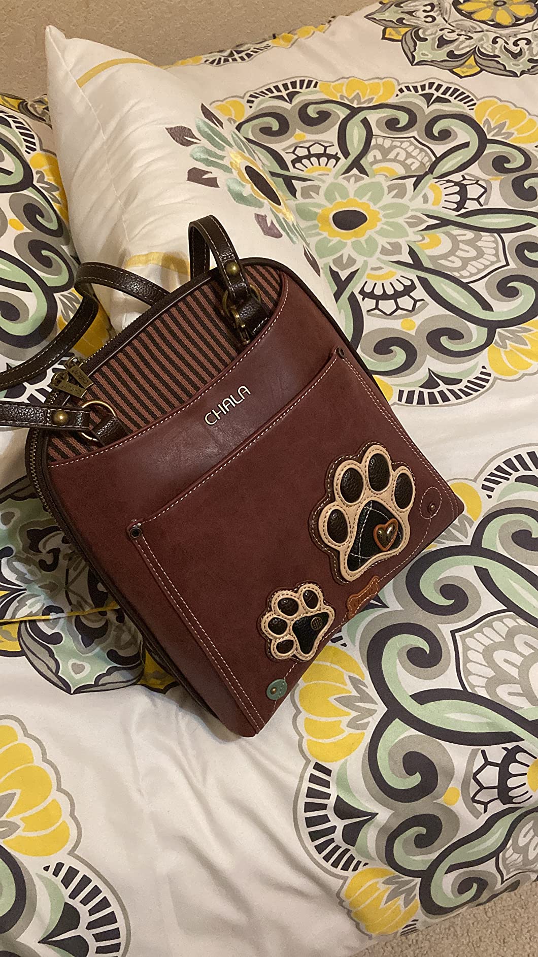 $11/mo - Finance CHALA Convertible Backpack Purse - Pawprint - Burgundy ...