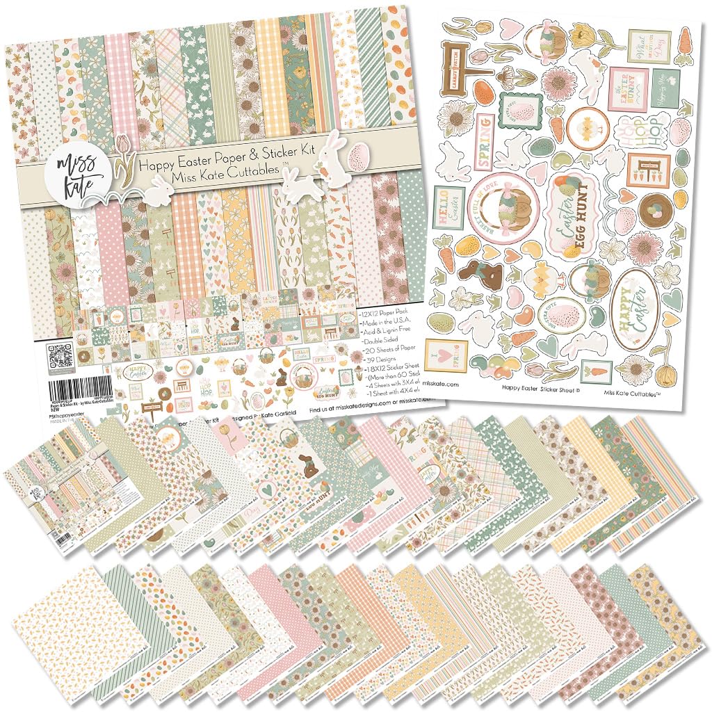 Amazon.com: Paper & Sticker Kit – Happy Easter - for Spring Pastel ...