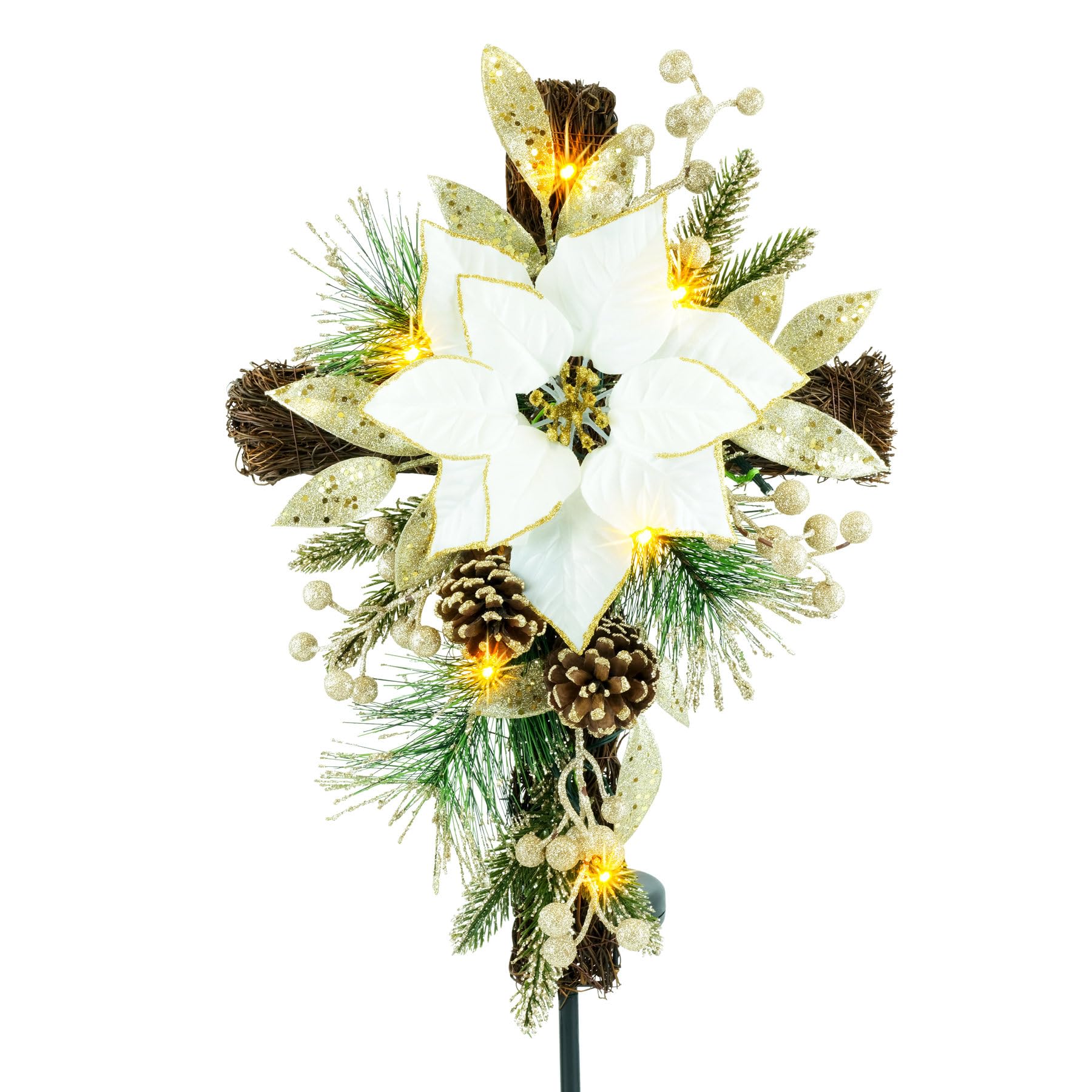Amazon.com: YULETIME 36" Christmas Cross Stake, Solar Powered with 6 ...