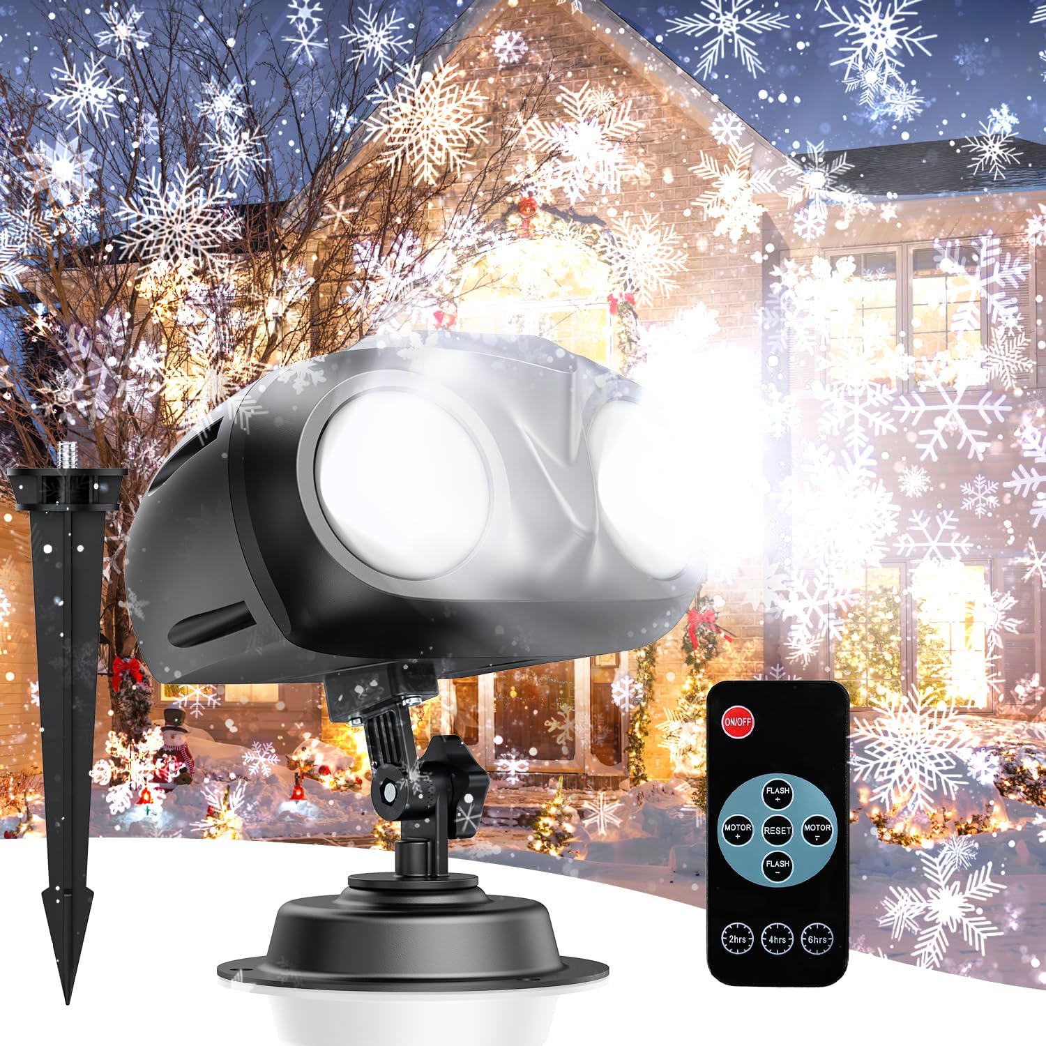 Amazon.com: Double Head Christmas Snowflake Projector Light Outdoor ...