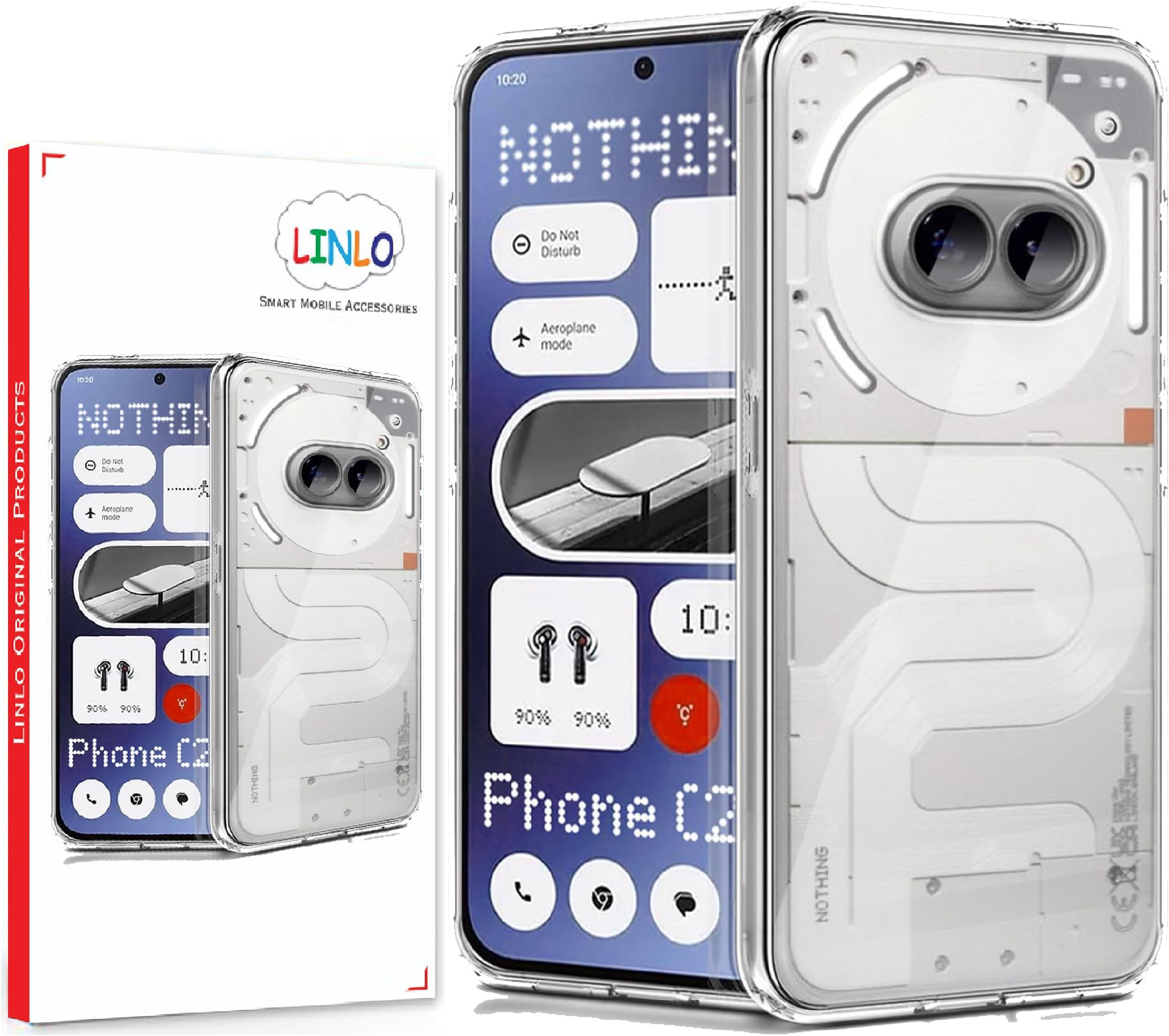 LINLO Crystal Clear Back Case Cover Compatible for Nothing Phone 2a 5G ...