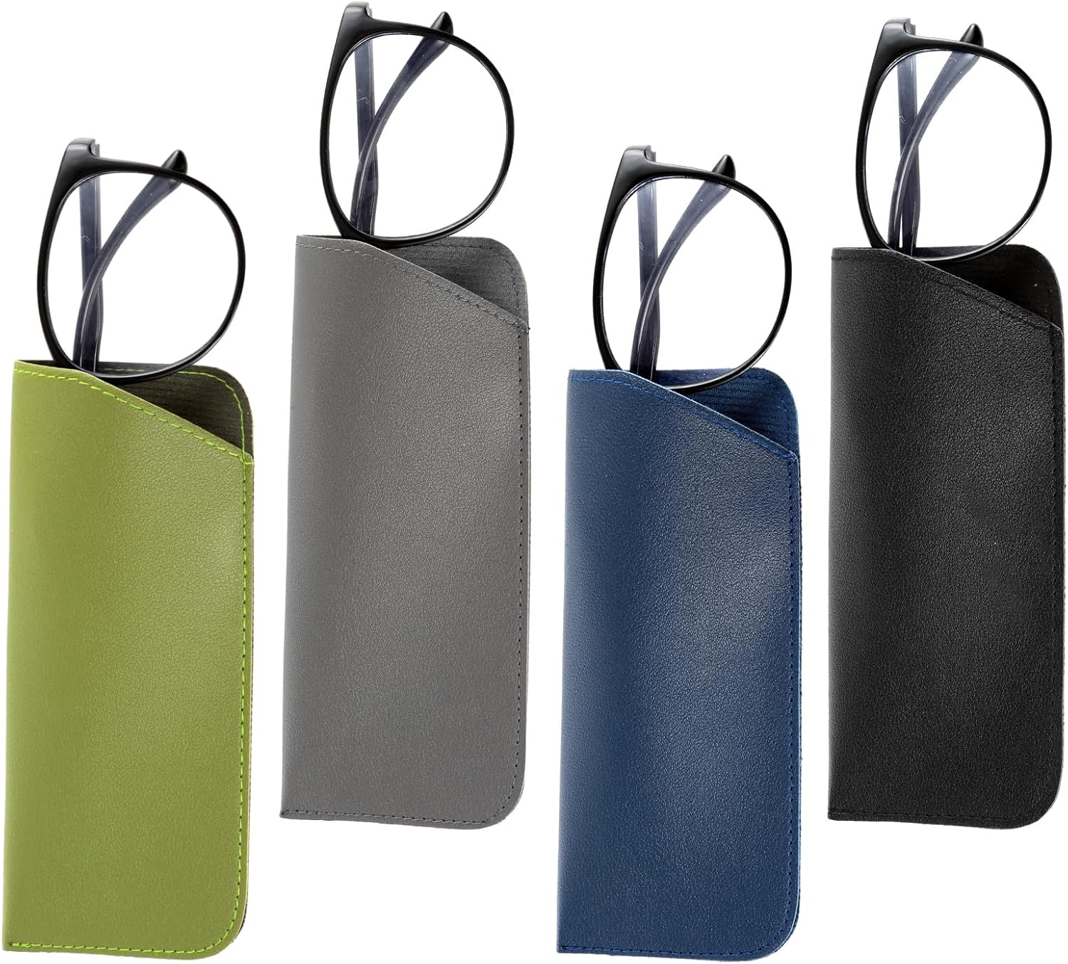 Ymapinc Soft Leather Open Sunglass Case, 4pcs Portable Thin Sunglasses ...