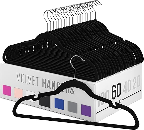Amazon.com: Velvet Clothes Hangers (20, 40, 60, 100 Packs) Heavy Duty ...