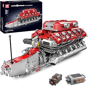 Amazon.com: Mould King 10169 V12 Engine Model Kit That Works - Build ...