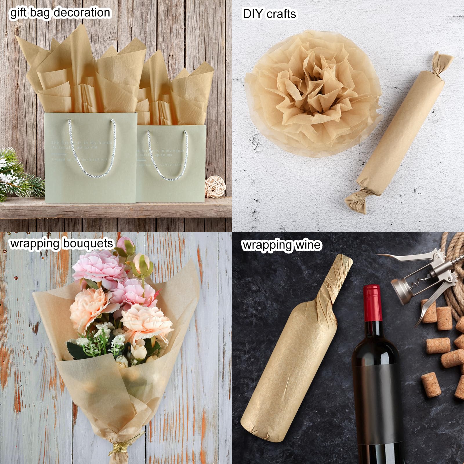 Snapklik.com : 100 Sheets Kraft Tissue Paper For Gift Bag 20x14 Inches ...