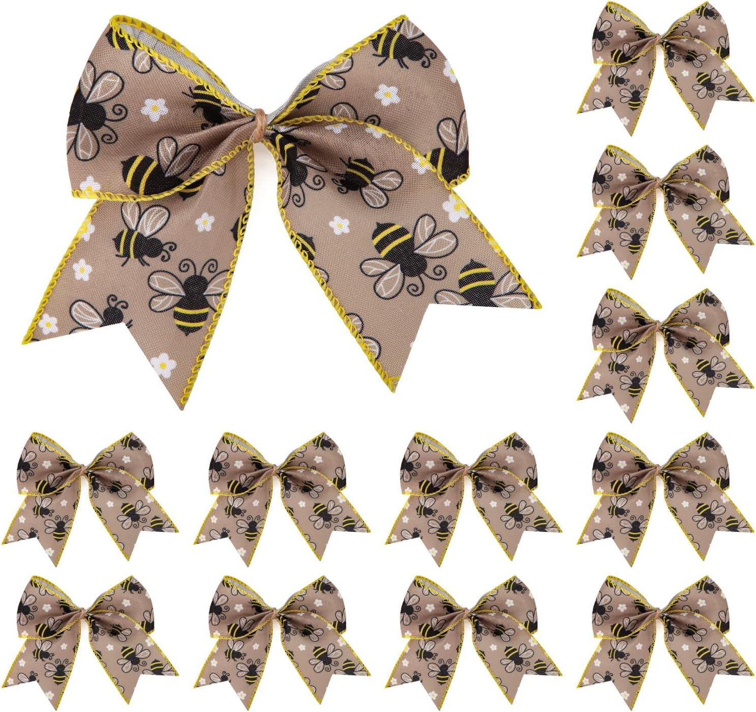 Amazon.com: Meseey 12 Pcs 6 Inch Bumble Bee Wreath Burlap Bows Yellow ...