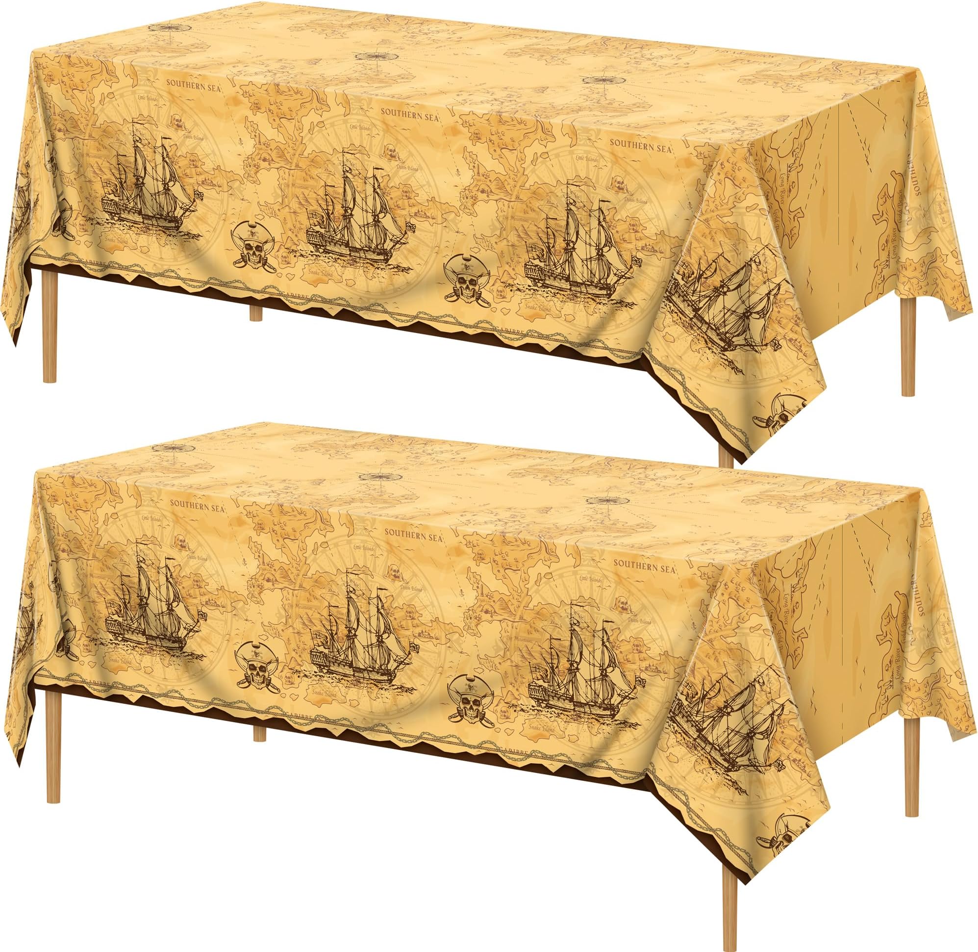 Amazon.com: AOYEGO Treasure Map Table Cloths Rectangle Pirate Skull ...