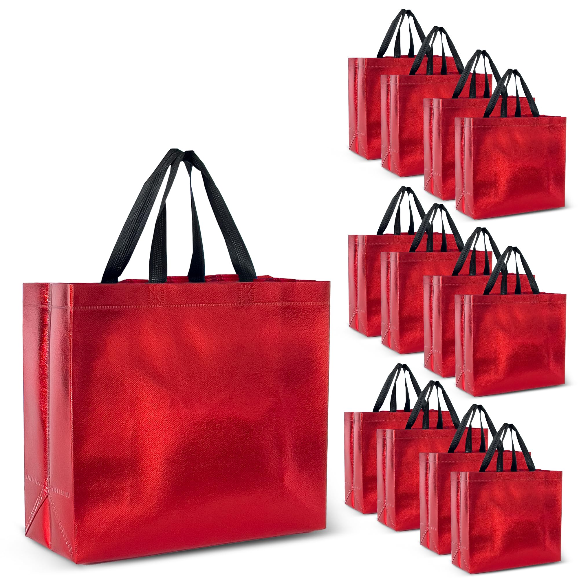 Amazon.com: Nush Nush Red Gift Bags Large Size – Set of 30 Shiny Red ...