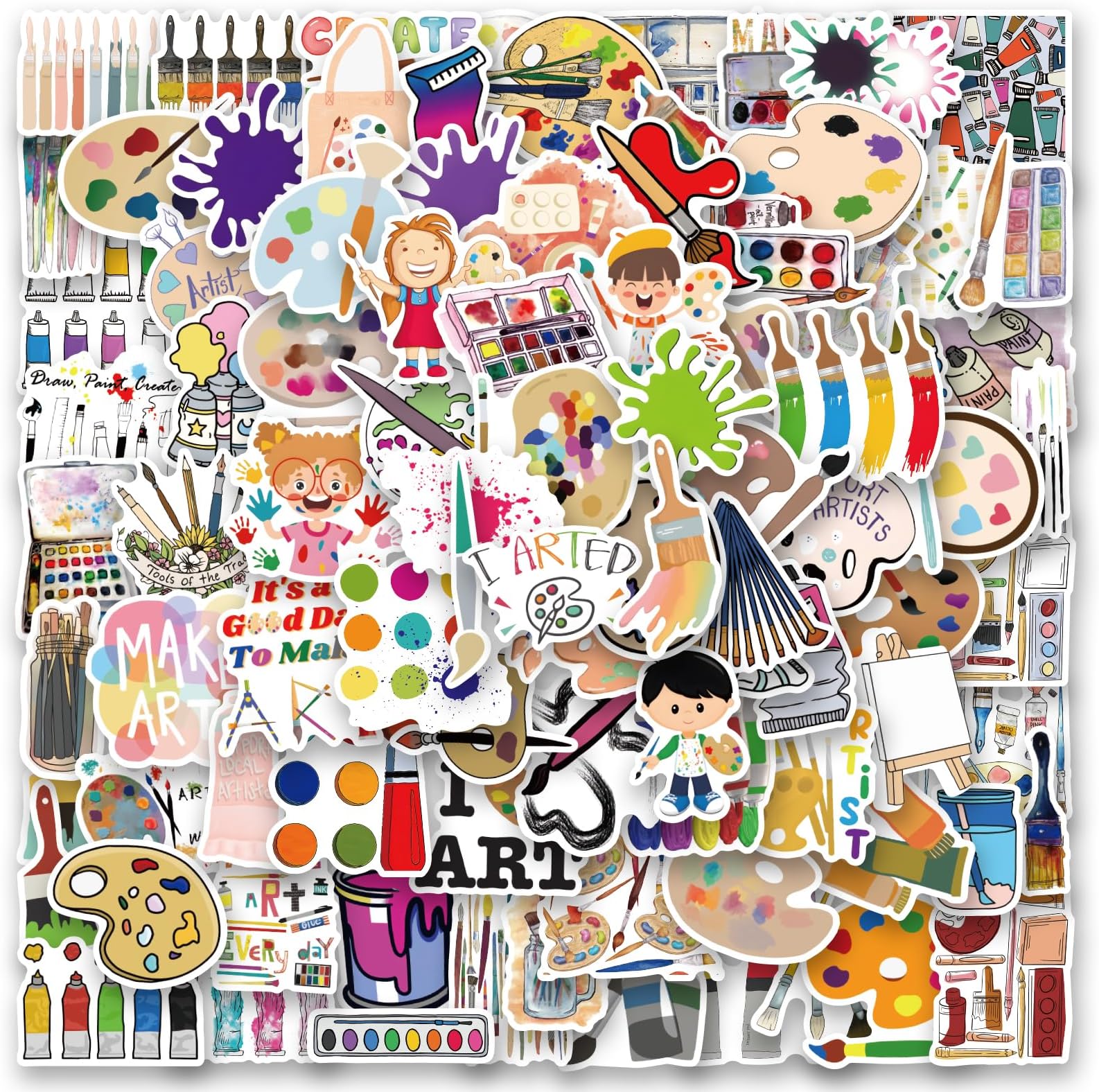 Amazon.com: 120Pcs Art Painting Stickers for Kids, Paint Palette ...
