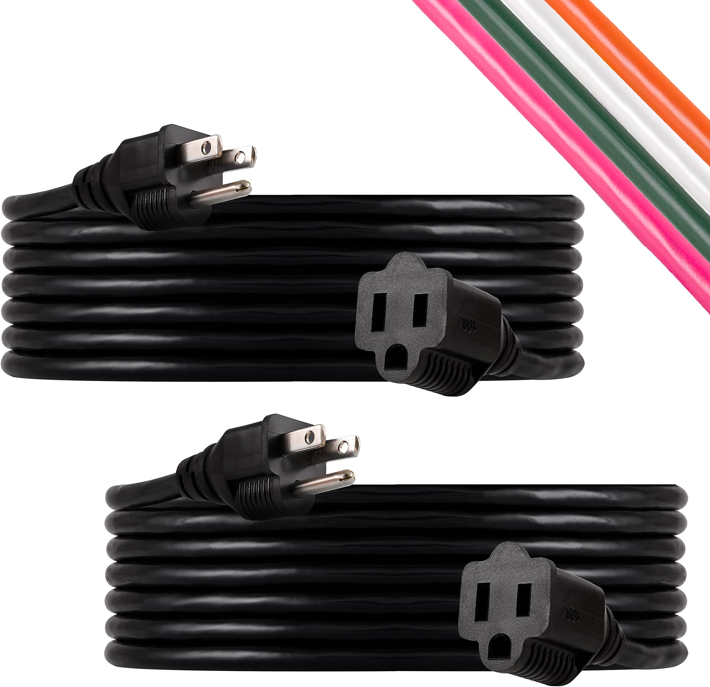 Amazon.com: UltraPro Outdoor Extension Cord, 15 Ft, 2 Pack, Heavy Duty ...