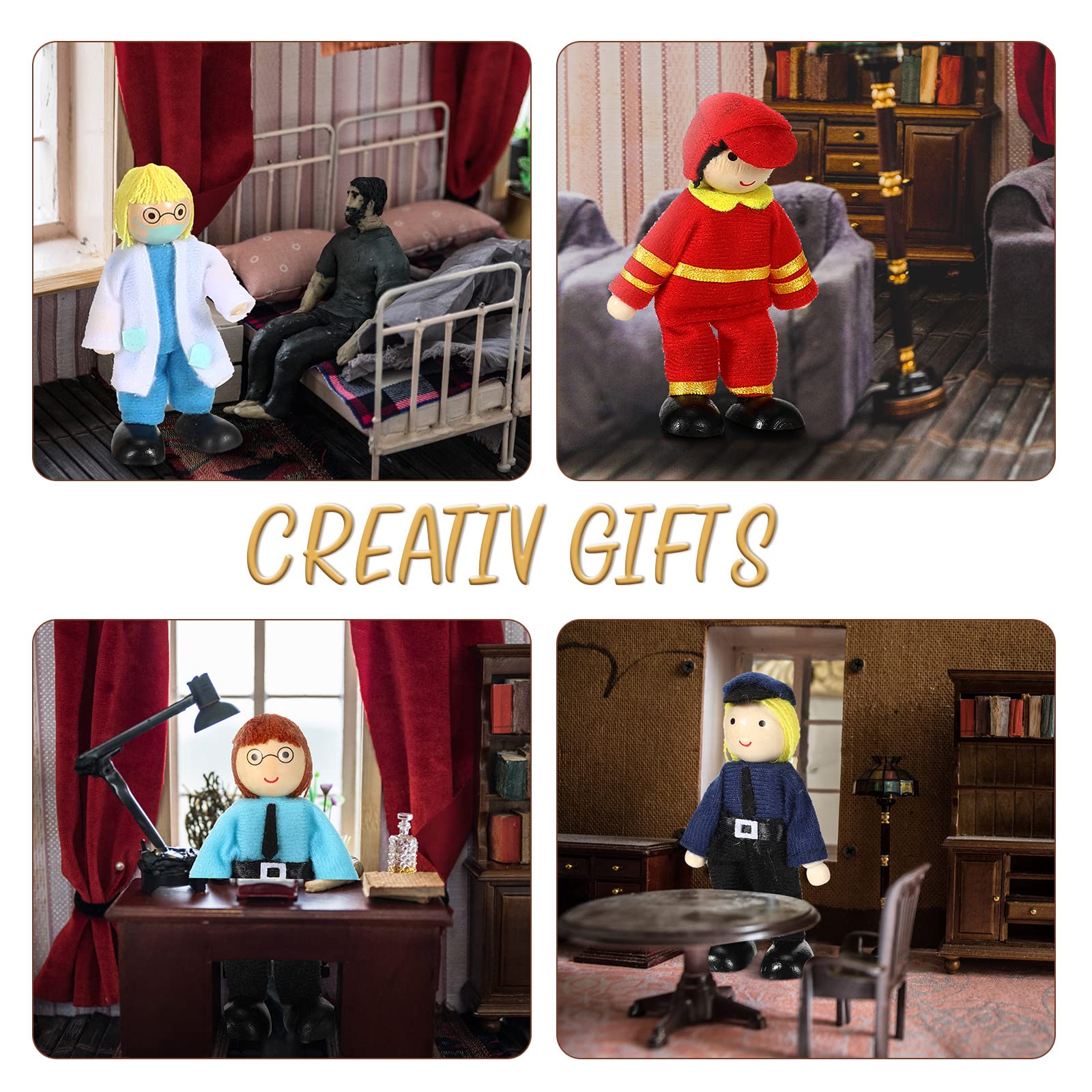 Snapklik.com : Skylety 10 Pcs Wooden Dollhouse Set Of Mini People ...