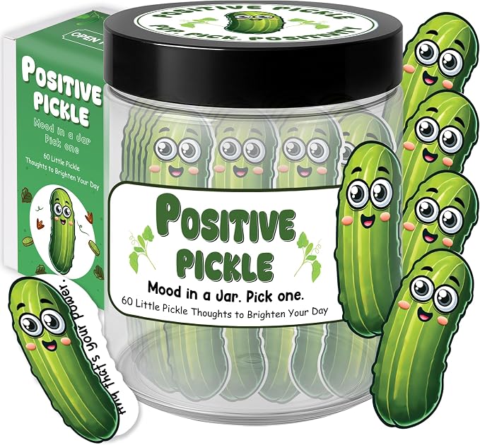 Amazon.com: Emotional Support Pickle, Positive Pickle Jar, 60 Positive ...