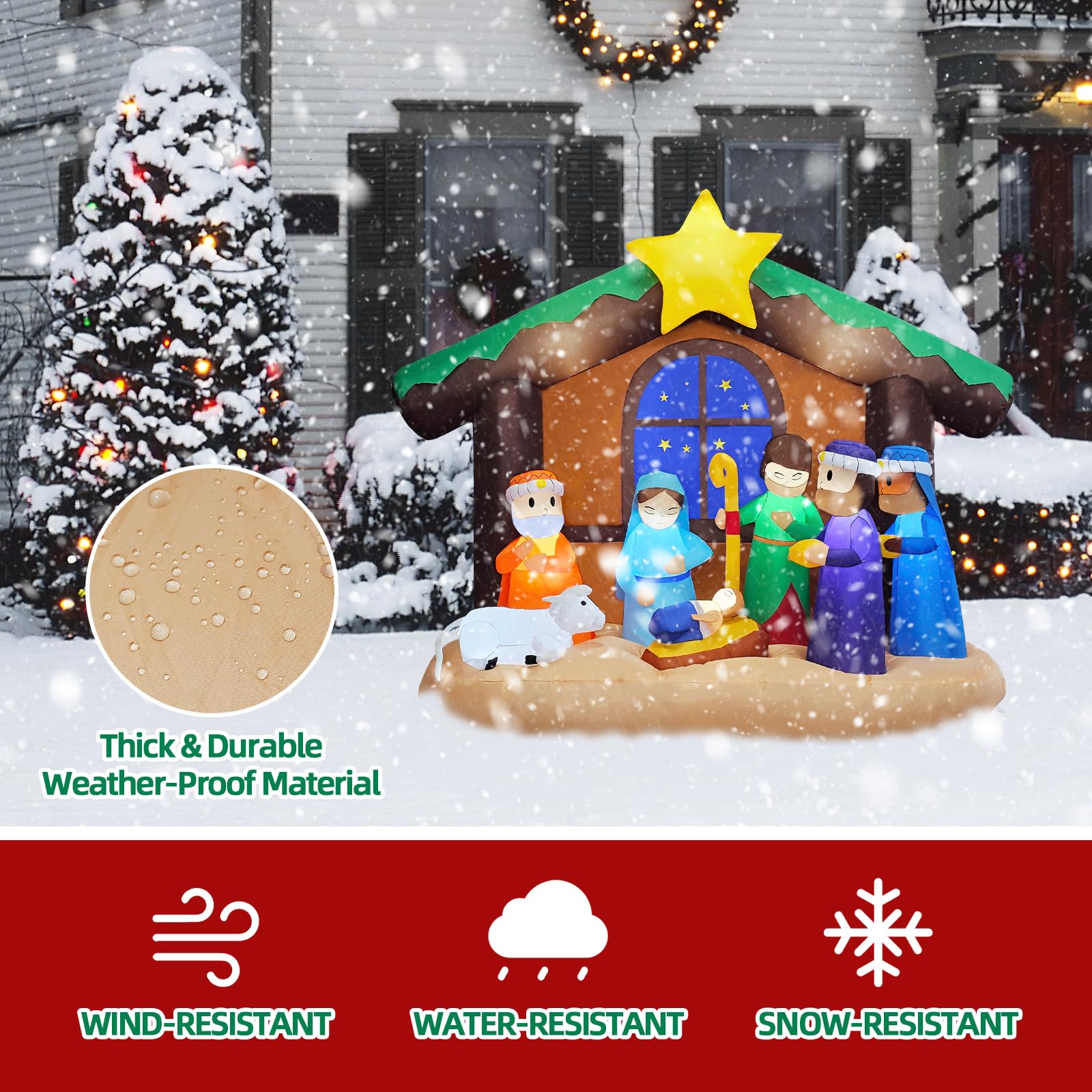 Snapklik.com : Inflatable Christmas Nativity Scene, 6FT LED Blow Up ...