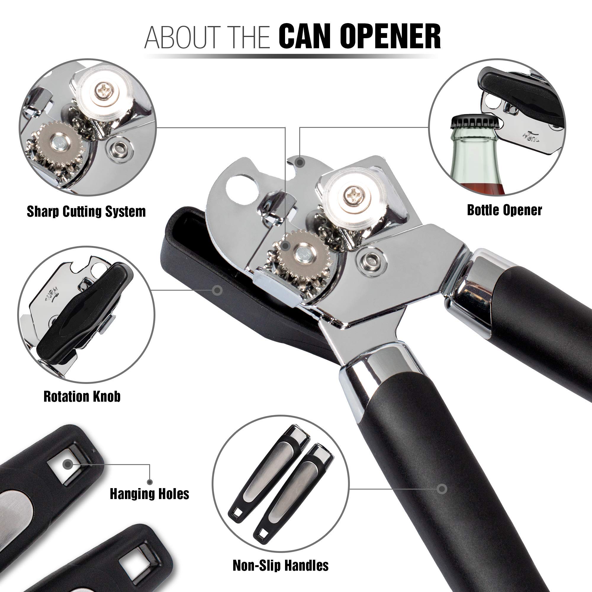 Can Opener Handheld Strongest Heaviest Duty, Manual Can Opener Good ...