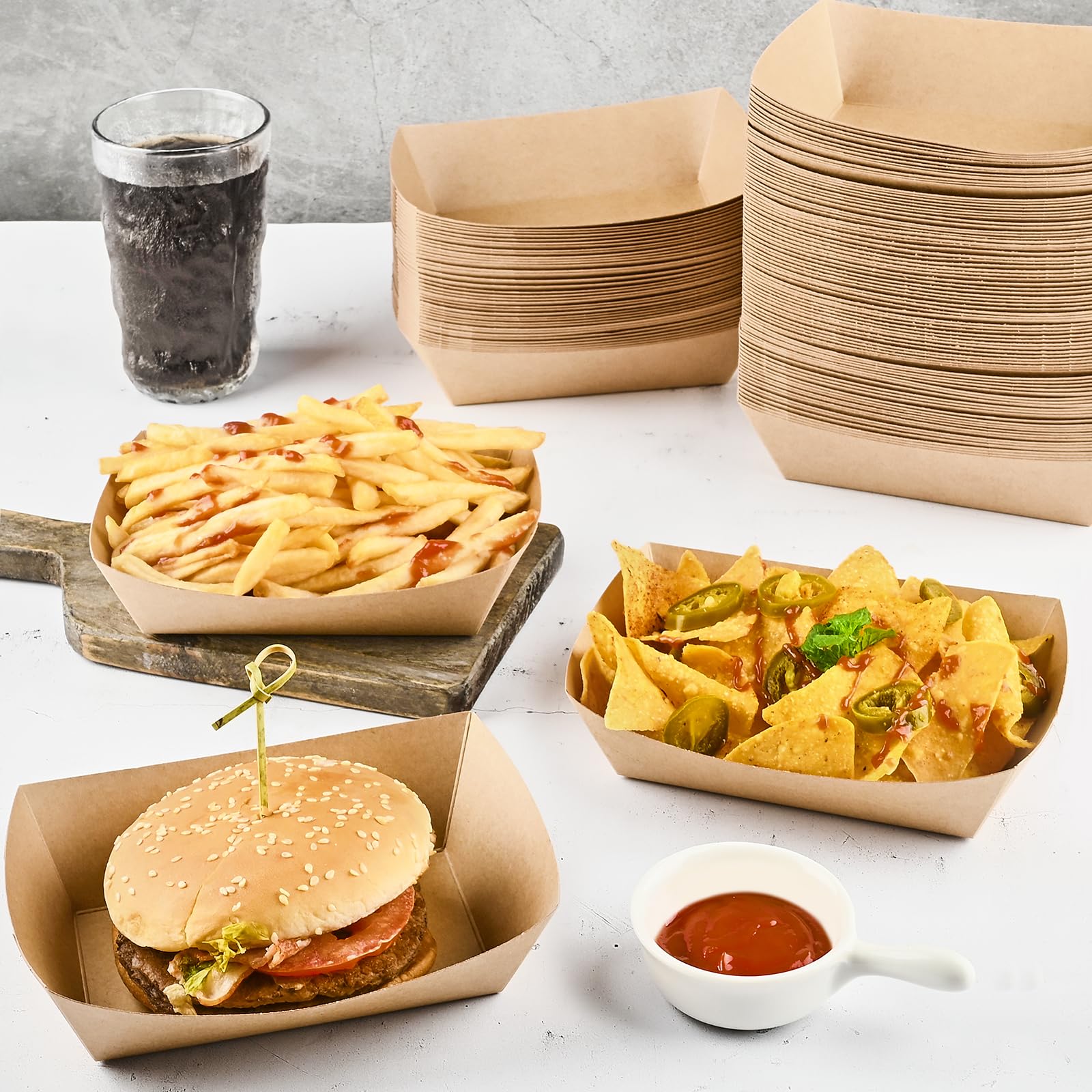 Snapklik.com : 2lb Kraft Paper Food Trays, 200 Pack Heavy Duty Food ...