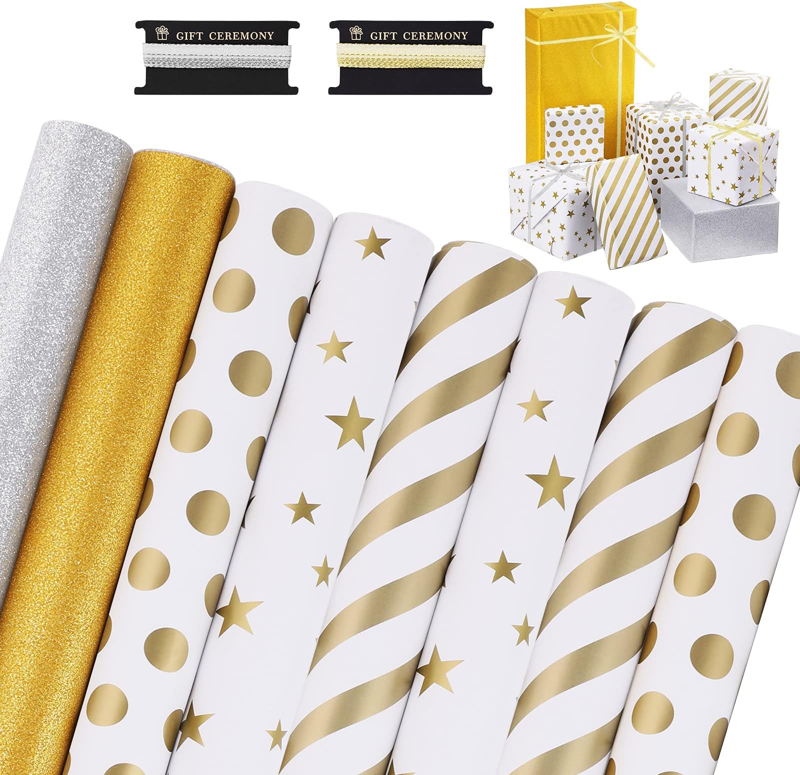 ZCOINS 8 Sheets Gift Wrapping Paper for Birthday 70x50CM Recyclable DIY ...