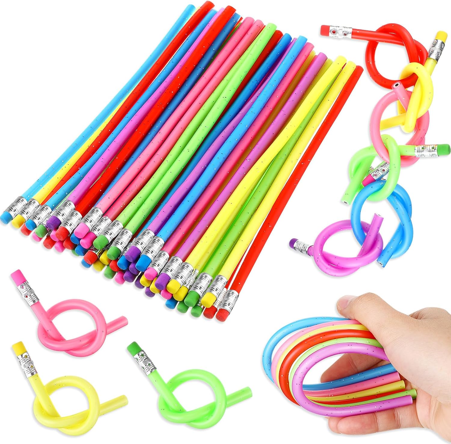 Amazon.com : Seajan 120 Pcs 7 Inch Bendable Flexible Soft Pencil with ...