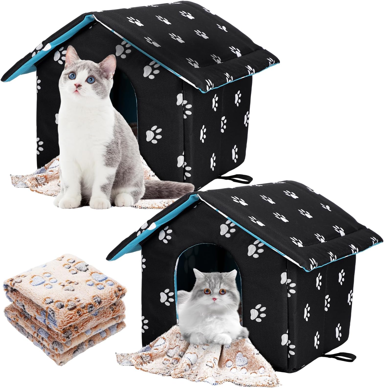 Amazon.com : Soaoo 4 Pcs 15.75 Inch Cat Houses for Outdoor Cats Pet ...