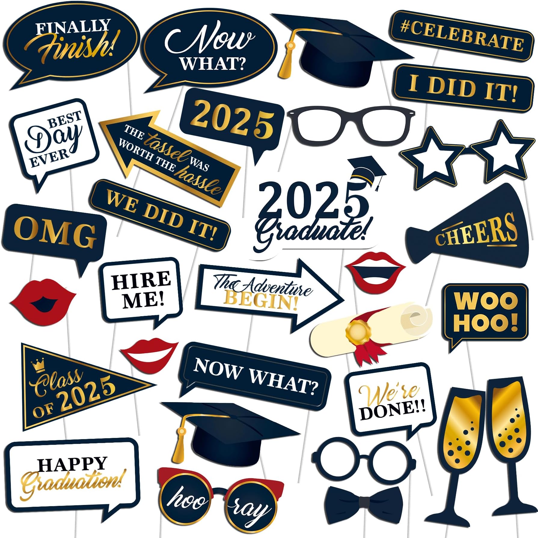 Amazon.com: SWYOUN 31PCS Class of 2025 Graduation Grad Party Masks ...