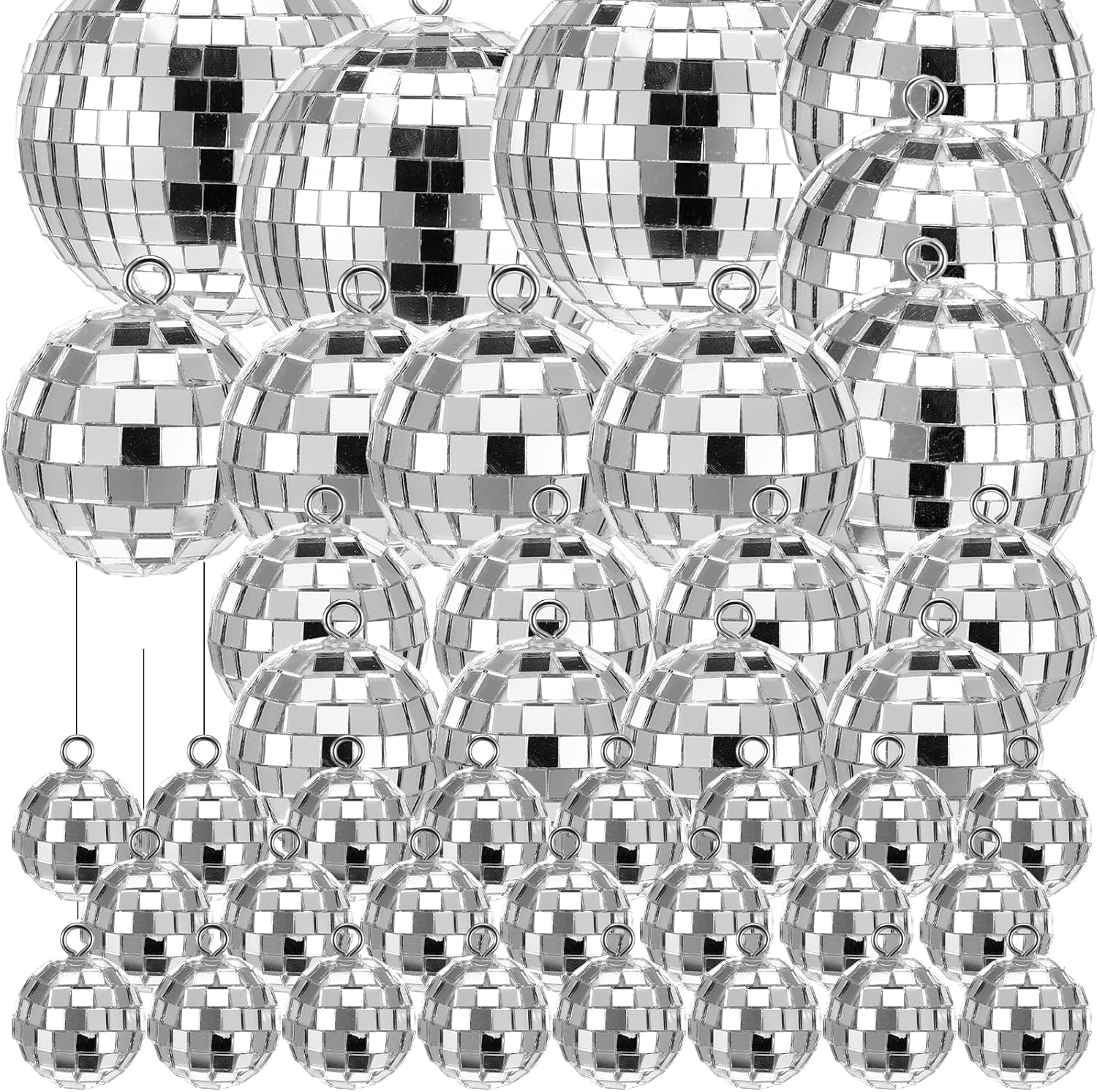 Amazon.com: Kifmurase 70 Pcs Mini Silver Disco Balls, 5 Sizes Hanging ...