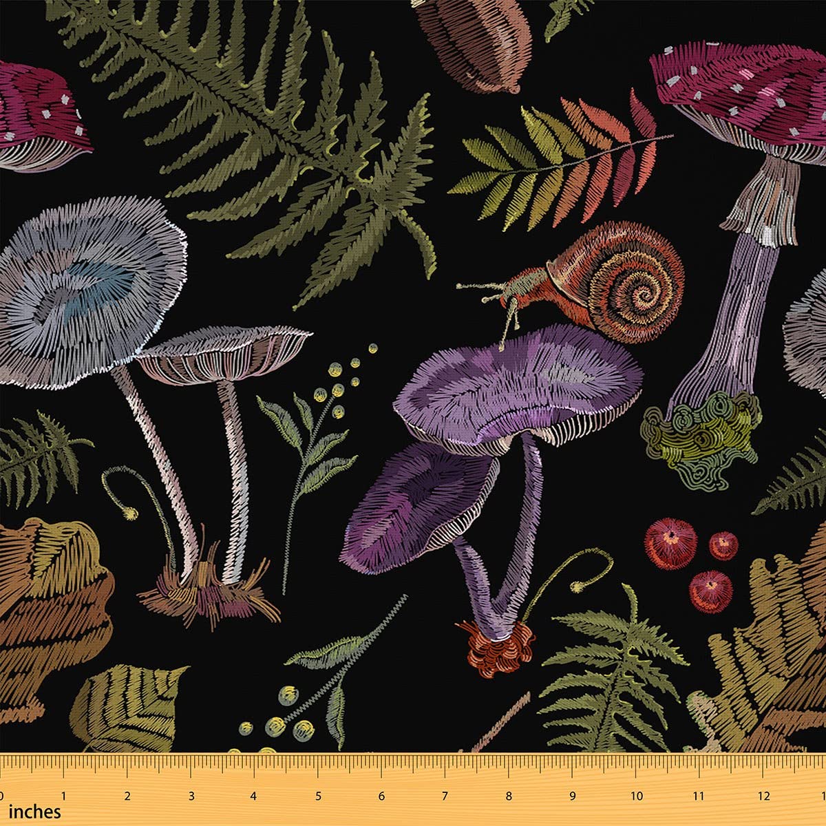 Amazon.com: Wild Mushroom Fabric by The Yard,Graffiti Leaves Rustic ...