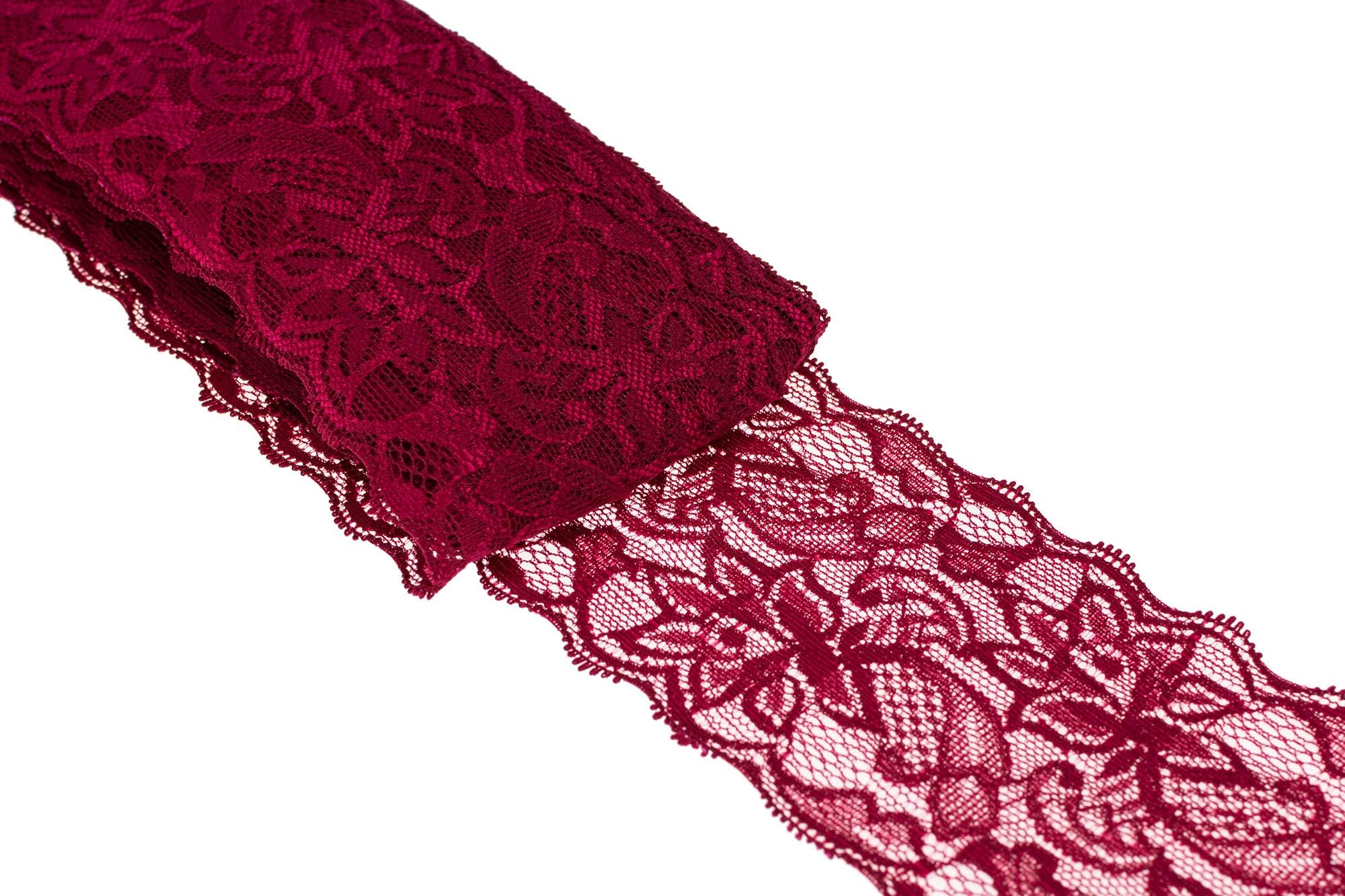 Amazon.com: 10 Yards Stretch Lace Ribbon Trim 3 inch Floral Pattern ...