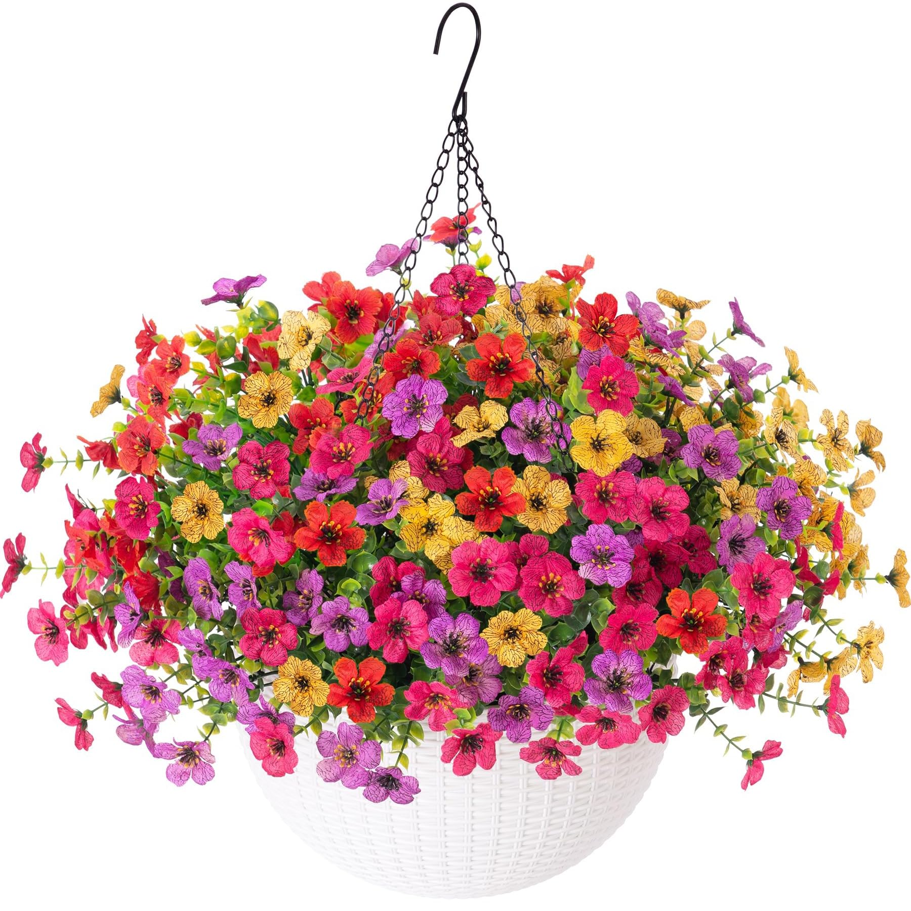 Amazon.com: Ivydale Artificial Fake Hanging Flowers Plants Baskets for ...