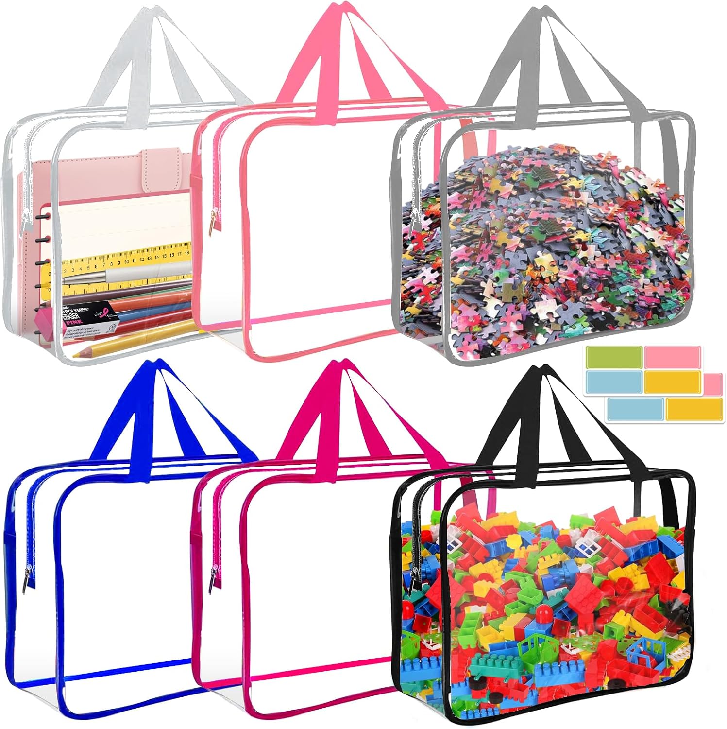 Amazon.com: AOBOPLE 6 Pack Toy Storage Bags with Zipper, Reusable Clear ...