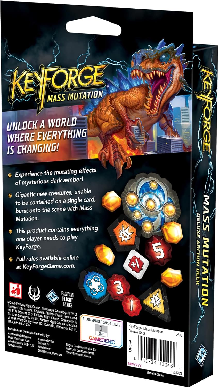Fantasy Flight Games FFGKF10 KeyForge: Mass Mutation Deluxe Deck, Mixed Colours – TopToy