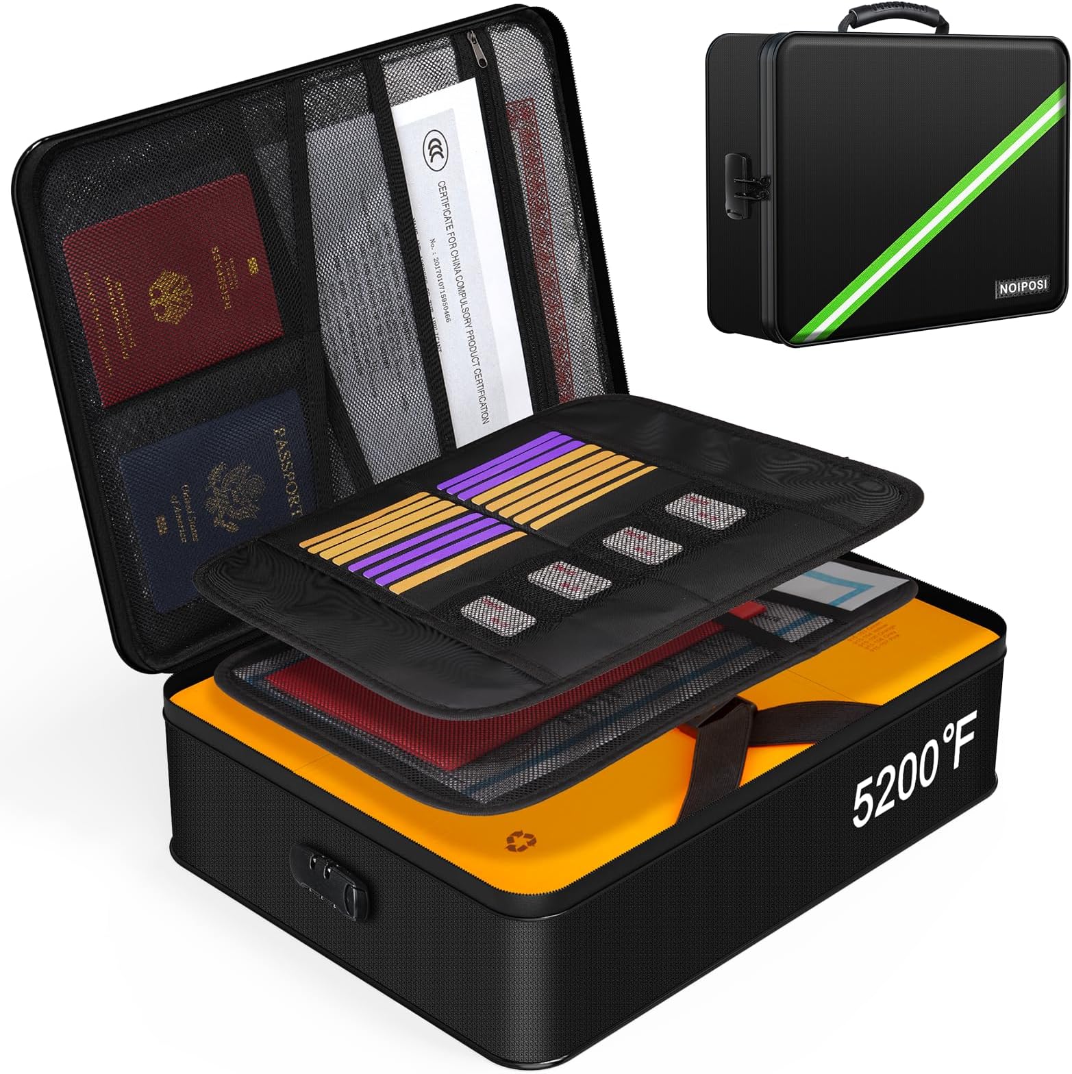 Amazon.com: Fireproof Document Box for Legal Documents, Passports, Cash ...