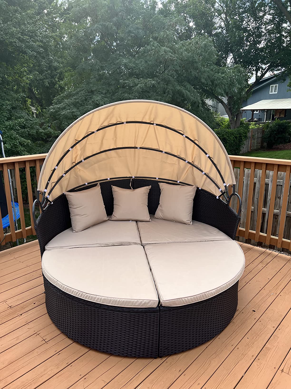 Devoko Patio Furniture Outdoor Round Daybed at Ronald Wooton blog