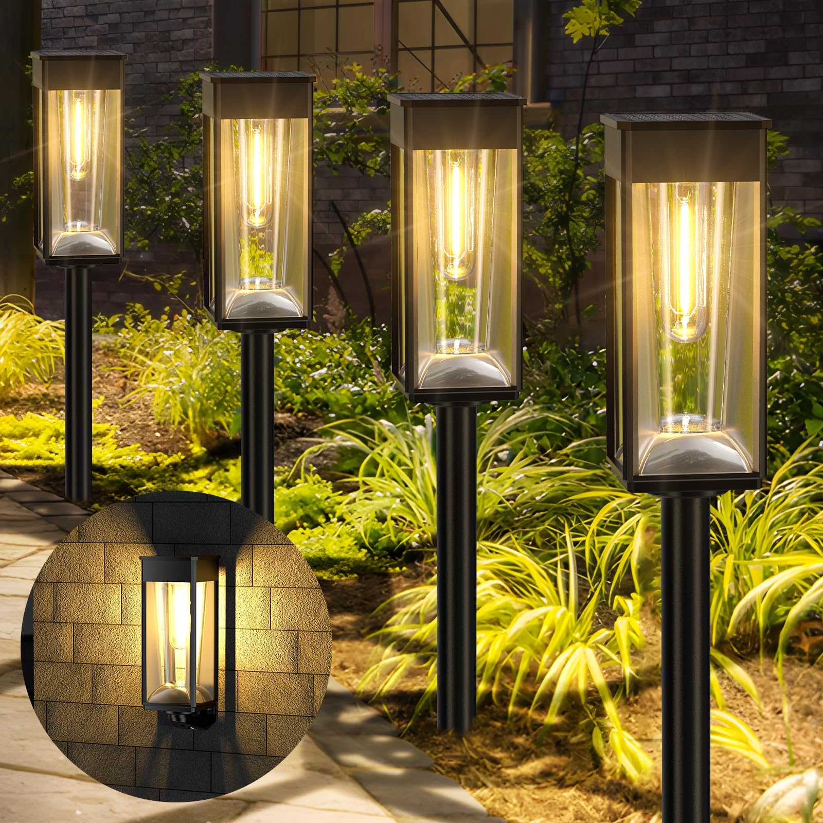 Solar Pathway Lights Outdoor, Solar Landscape Lights Outdoor, Auto On ...