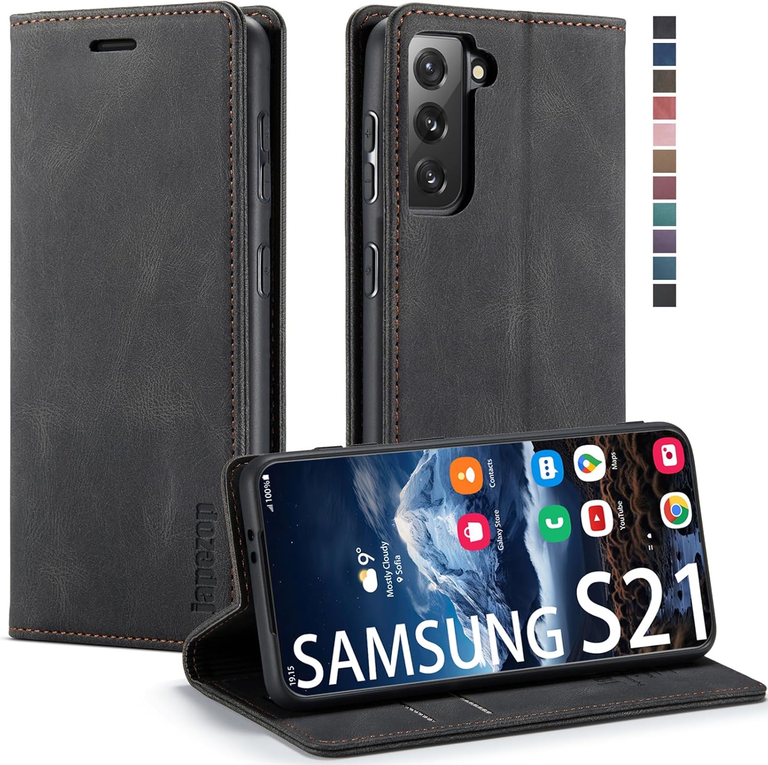 Amazon.com: japezop Samsung Galaxy S21 5G Wallet Case with [RFID Blocking],Card Holder Kickstand ...