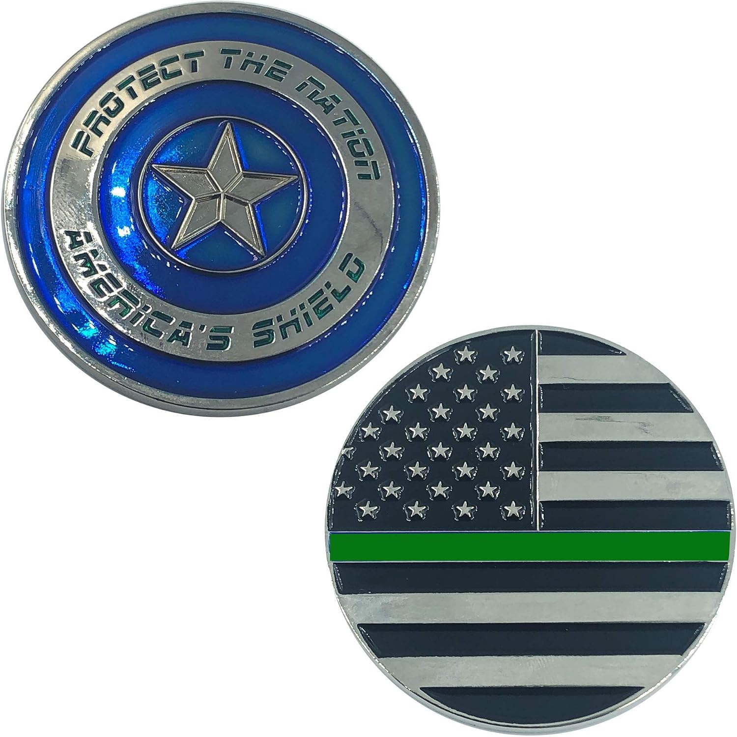 Amazon.com: LEO Challenge Coins K-001 Thin Green Line Captain America ...