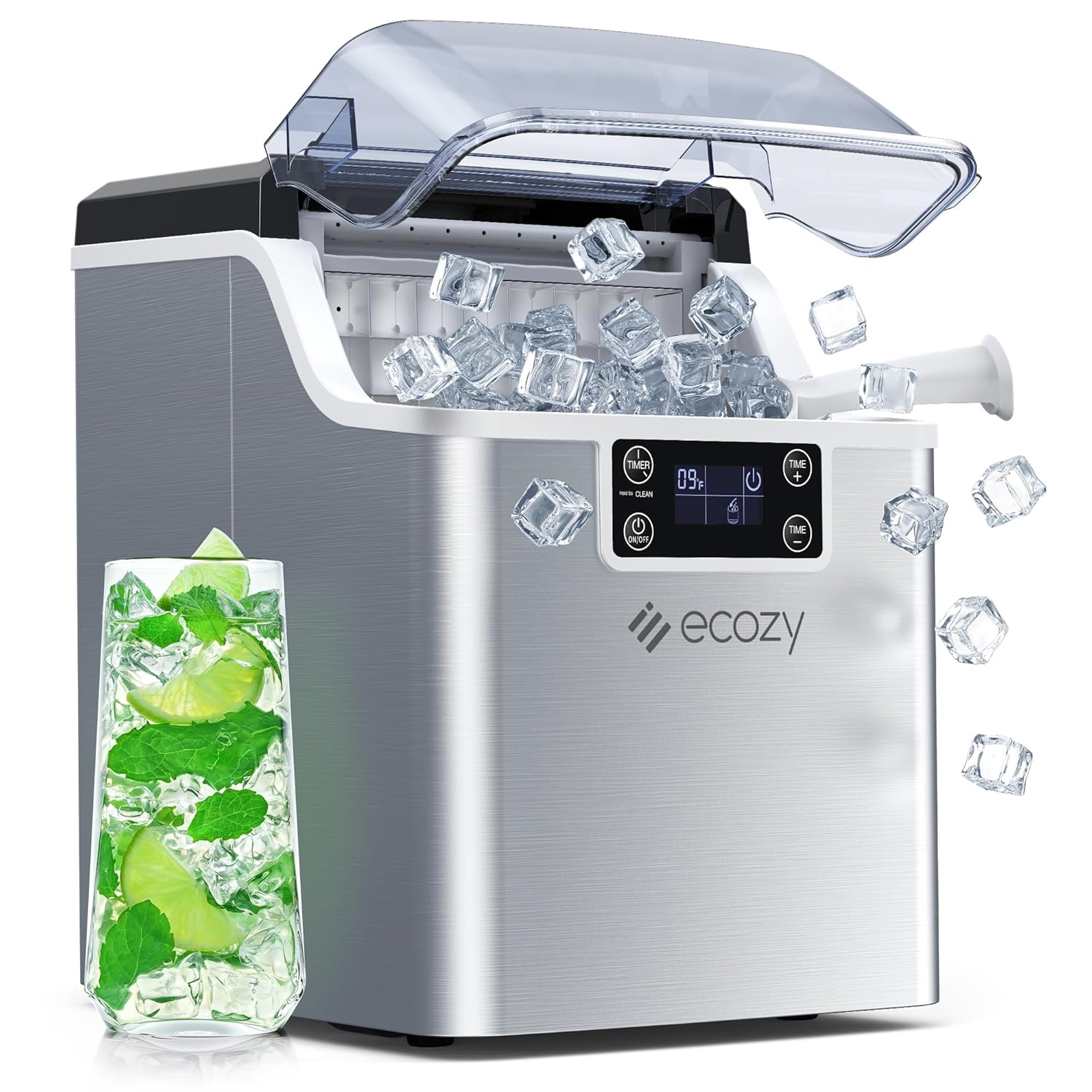 Amazon.com: ecozy Portable Ice Makers for Countertop, 44lbs Per Day, 24 ...