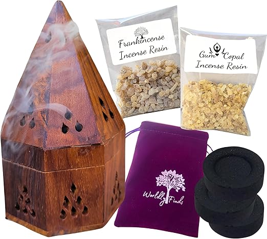 Amazon.com: Resin Incense Burner Kit Starter Set, Natural Wood Incense ...