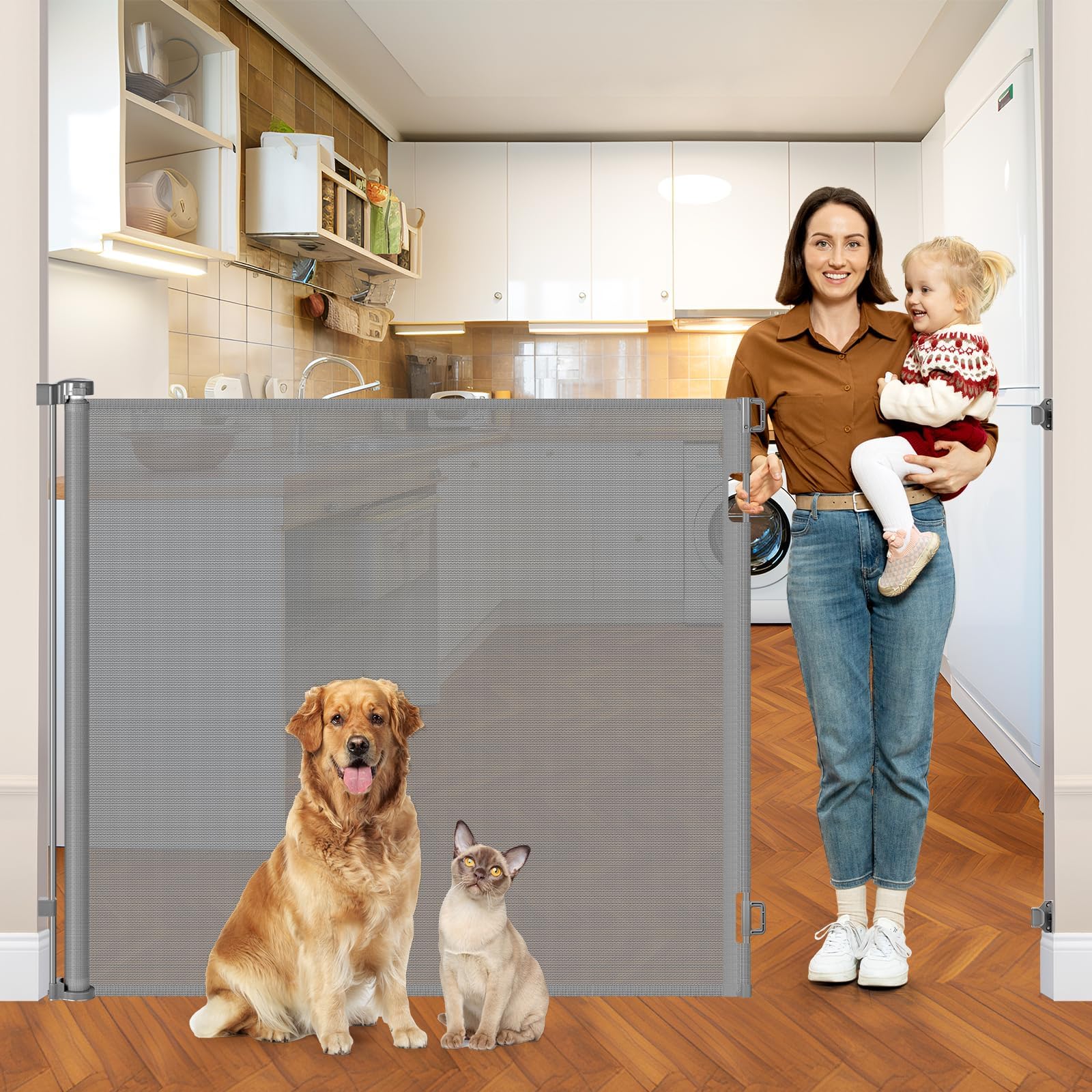 Amazon.com: Mesh Pet Gate for Dogs Indoor, Portable Magic Dog Gates for ...