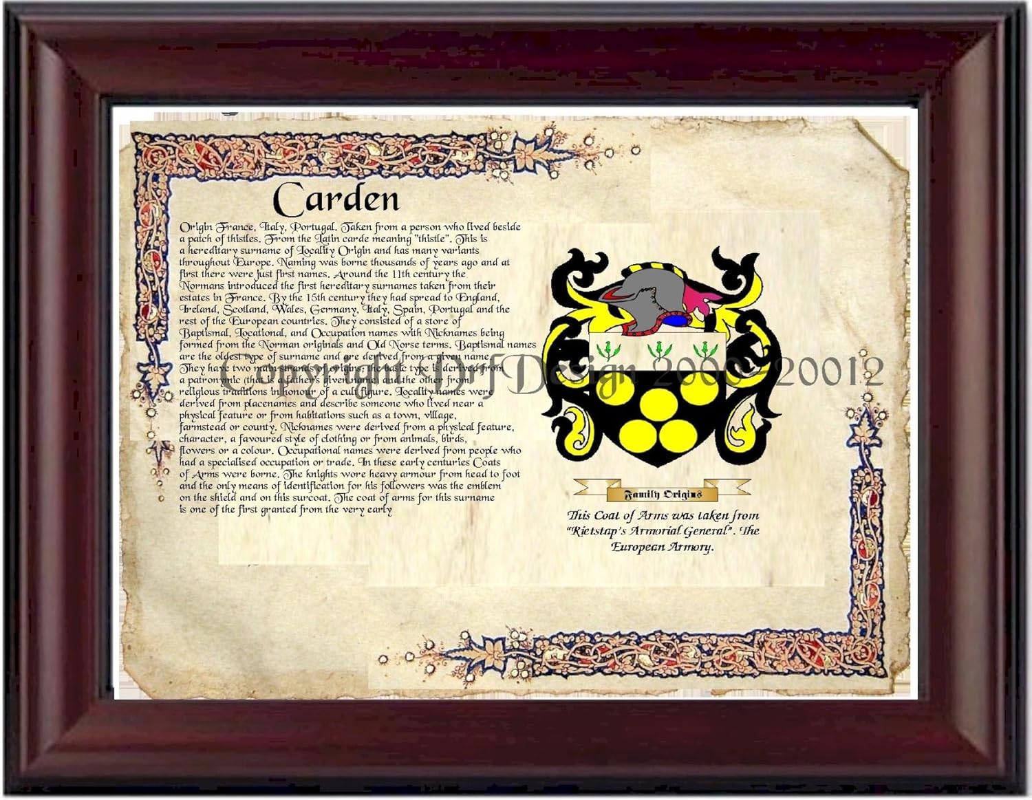Amazon.com: Carden Coat of Arms/ Family Crest on Fine Paper and Family ...