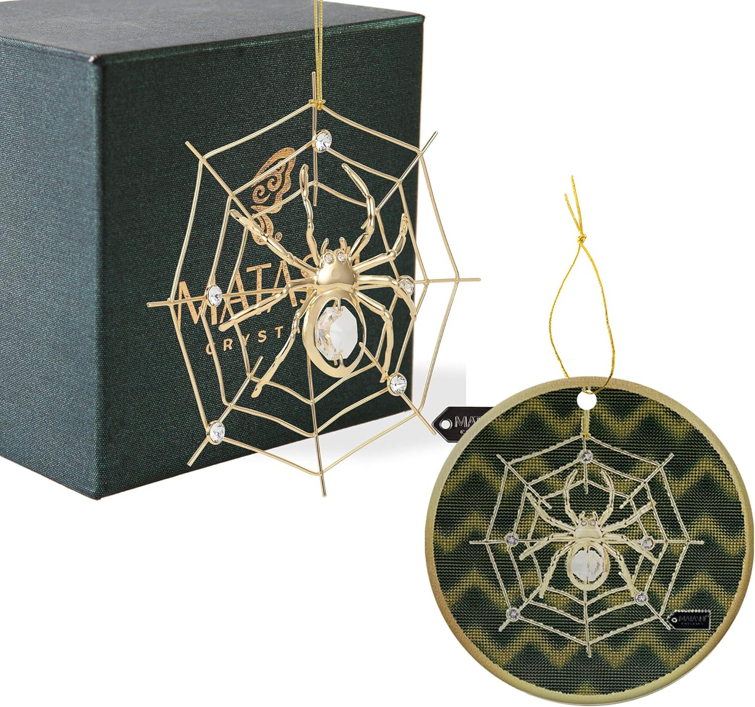 Amazon.com: Spider Ornament Set of 2 – 24K Gold Plated Crystal-Studded ...