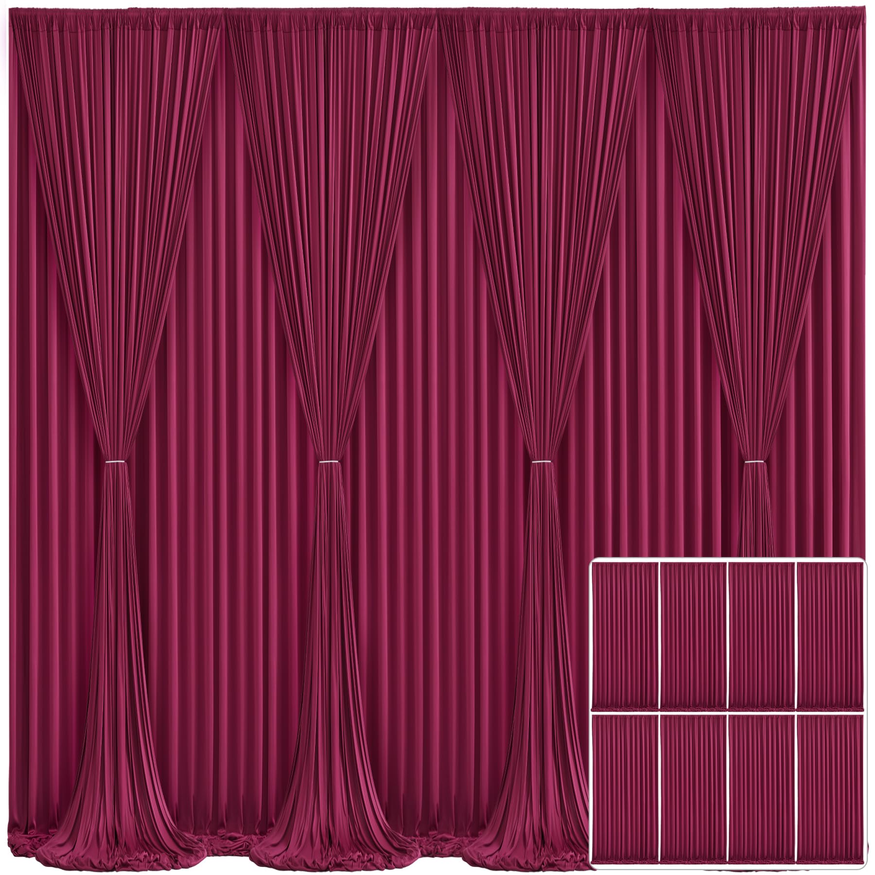 Amazon.com : 8 Panels Burgundy Backdrop Curtain for Wedding Parties ...
