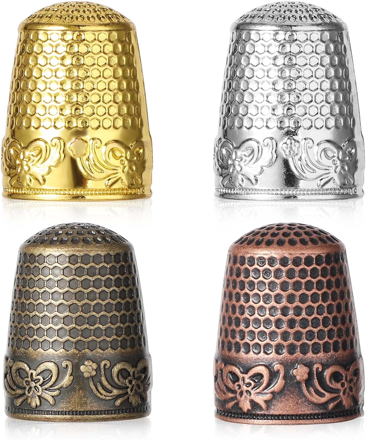 Amazon.com: 4Pcs Thimbles for Hand Sewing, Metal Sewing Thimble Finger ...
