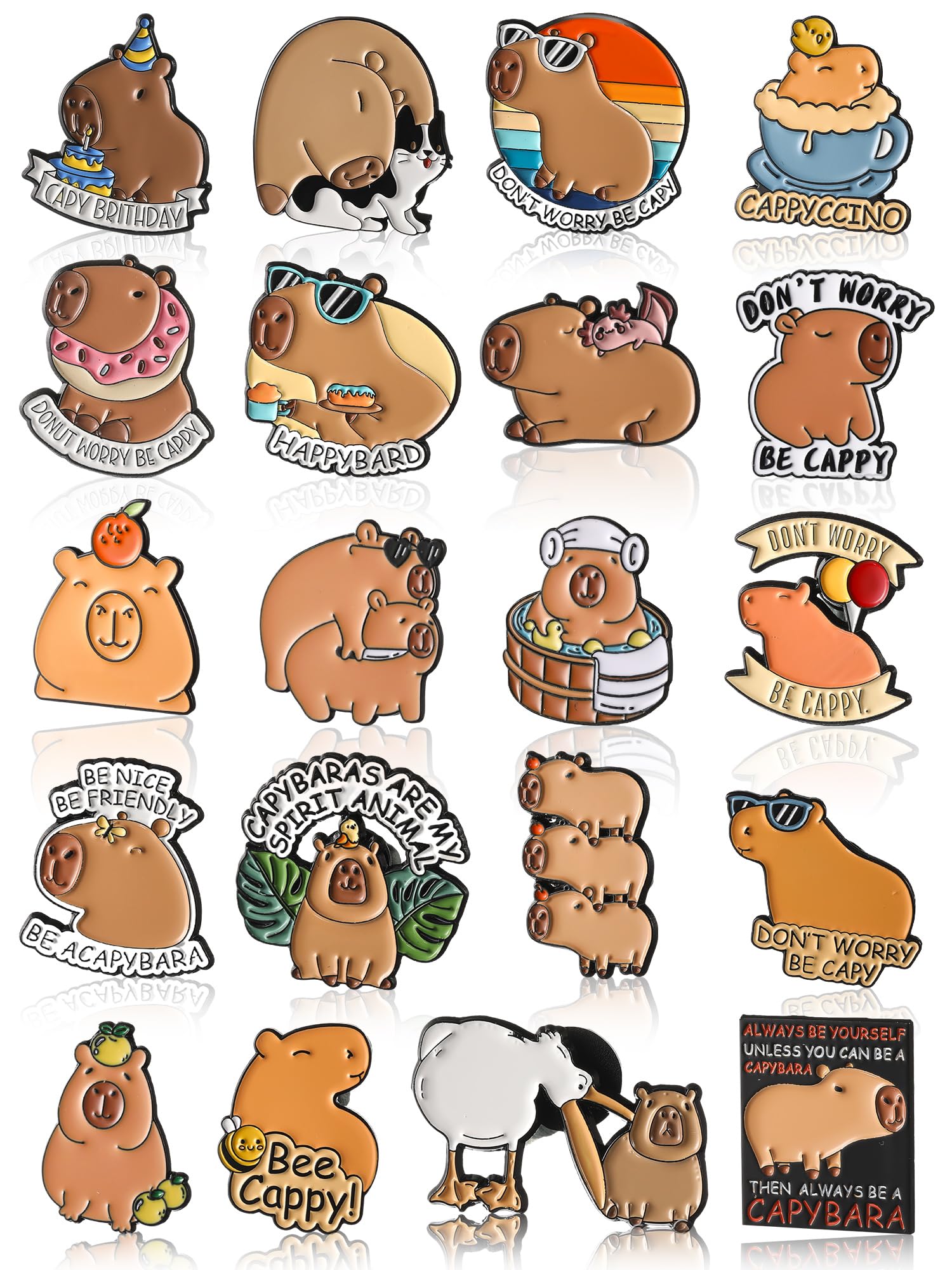 Amazon.com: Ferraycle 20 Pcs Cute Enamel Brooch Pins Capybara Enamel ...
