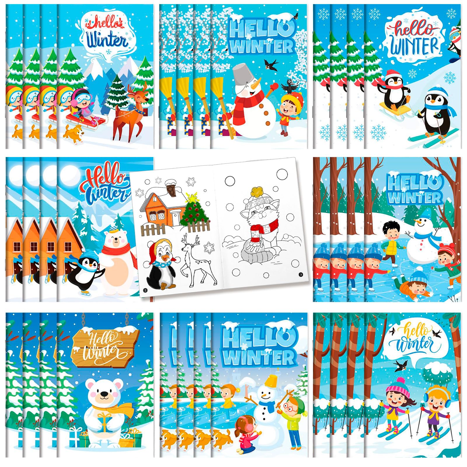 Amazon.com: Jutom 48 Pcs Hello Winter Snowman Coloring Books Bulk for ...