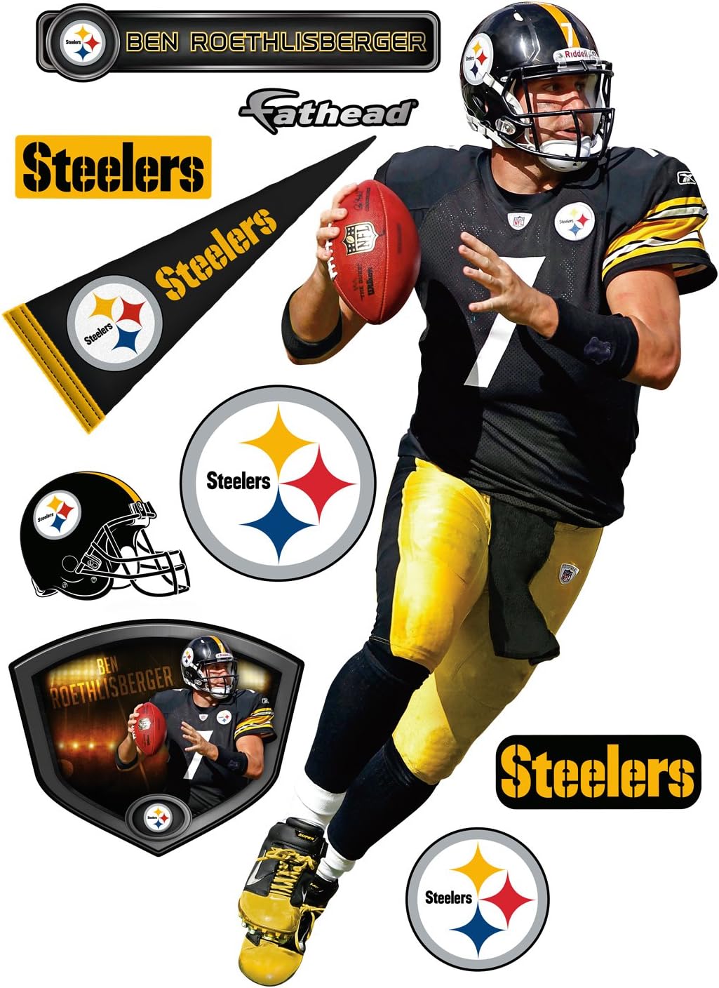 Amazon | NFL Pittsburgh Steelers Ben Roethlisberger壁グラフィック | Fathead ...