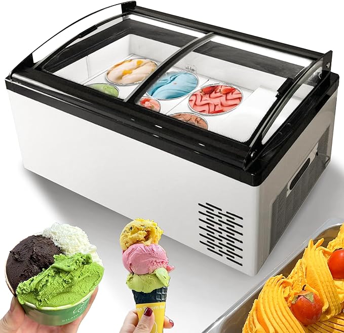 Amazon.com: Vaseni 6 Round Pan Commercial Ice Cream Freezer Display ...
