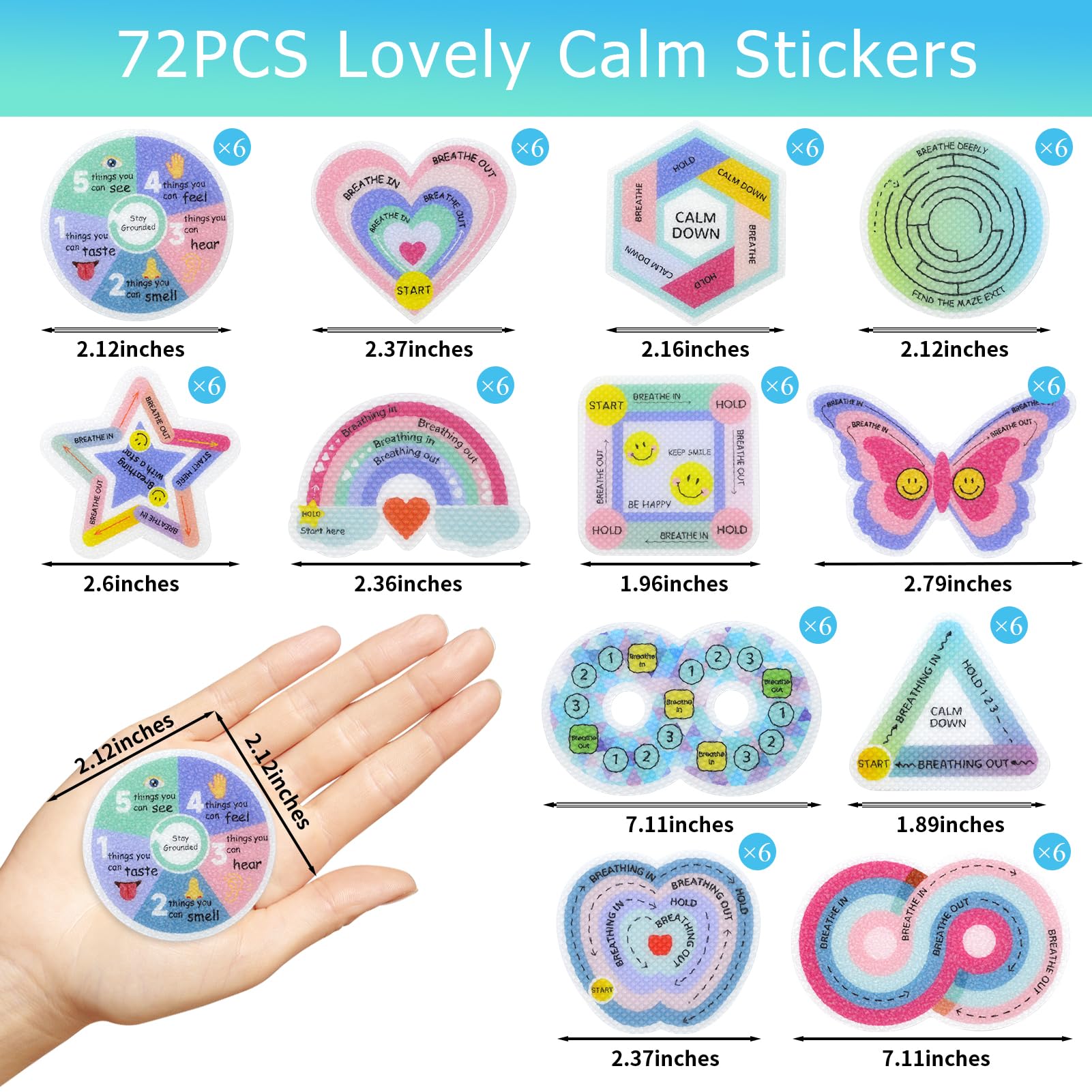 Snapklik.com : 72 Pieces Anxiety Sensory Stickers - Anxiety Textured ...