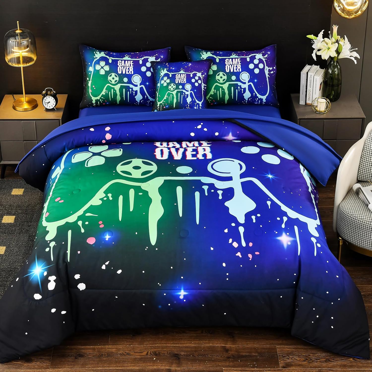 Amazon.com: DORCAS Gamer Bedding Set for Boys,Full Size Gamer Comforter ...