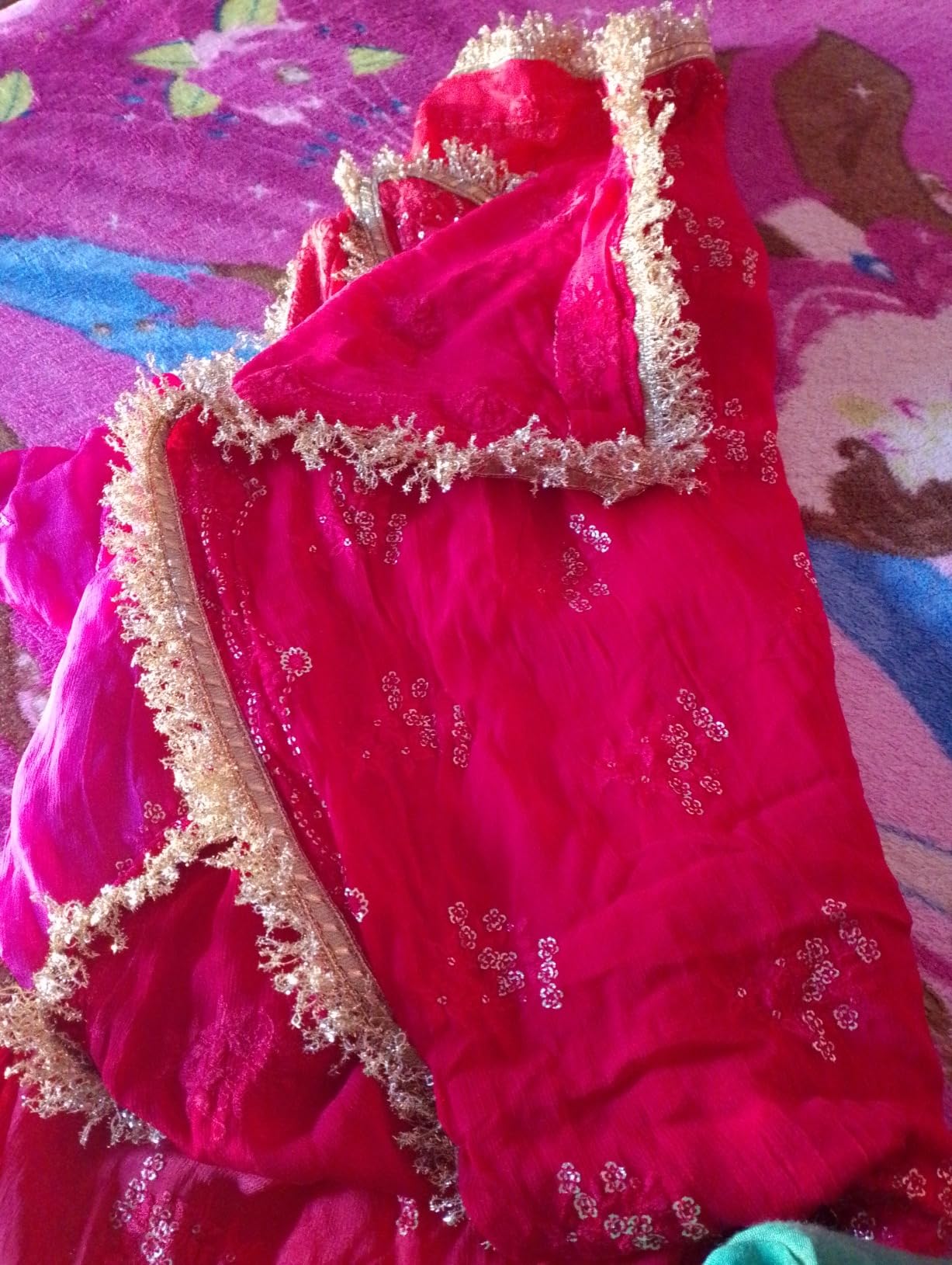 Lacesnmore Golden Fringes Kiran Dupatta jhalar lace, Crush Frill lace ...