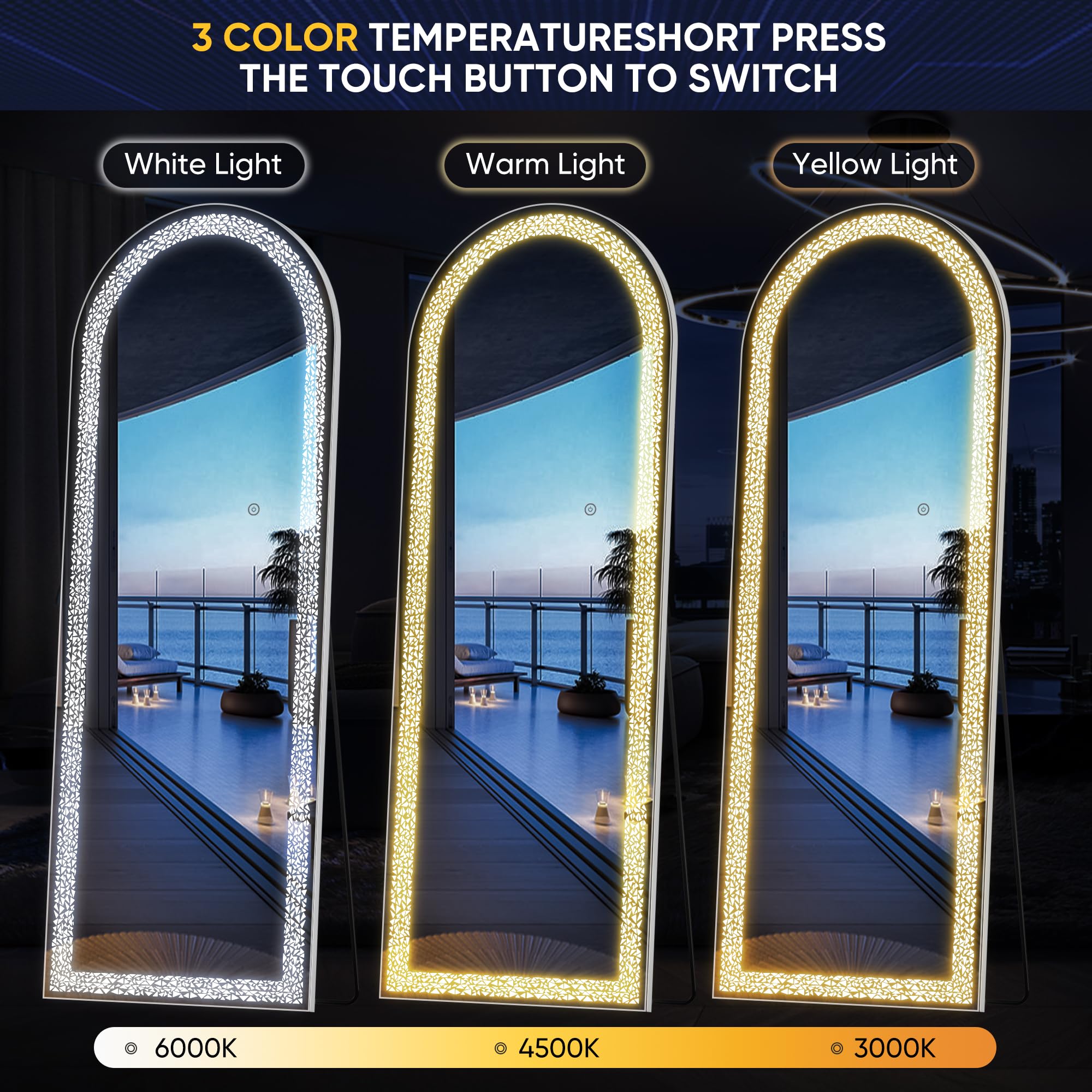 Snapklik.com : Antok 64" X 21" LED Full Length Mirror, Lighted Floor ...